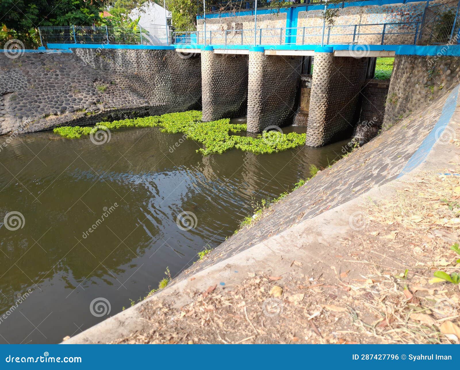 Tranquil Beauty of a Simple River Dam Stock Photo - Image of captures ...