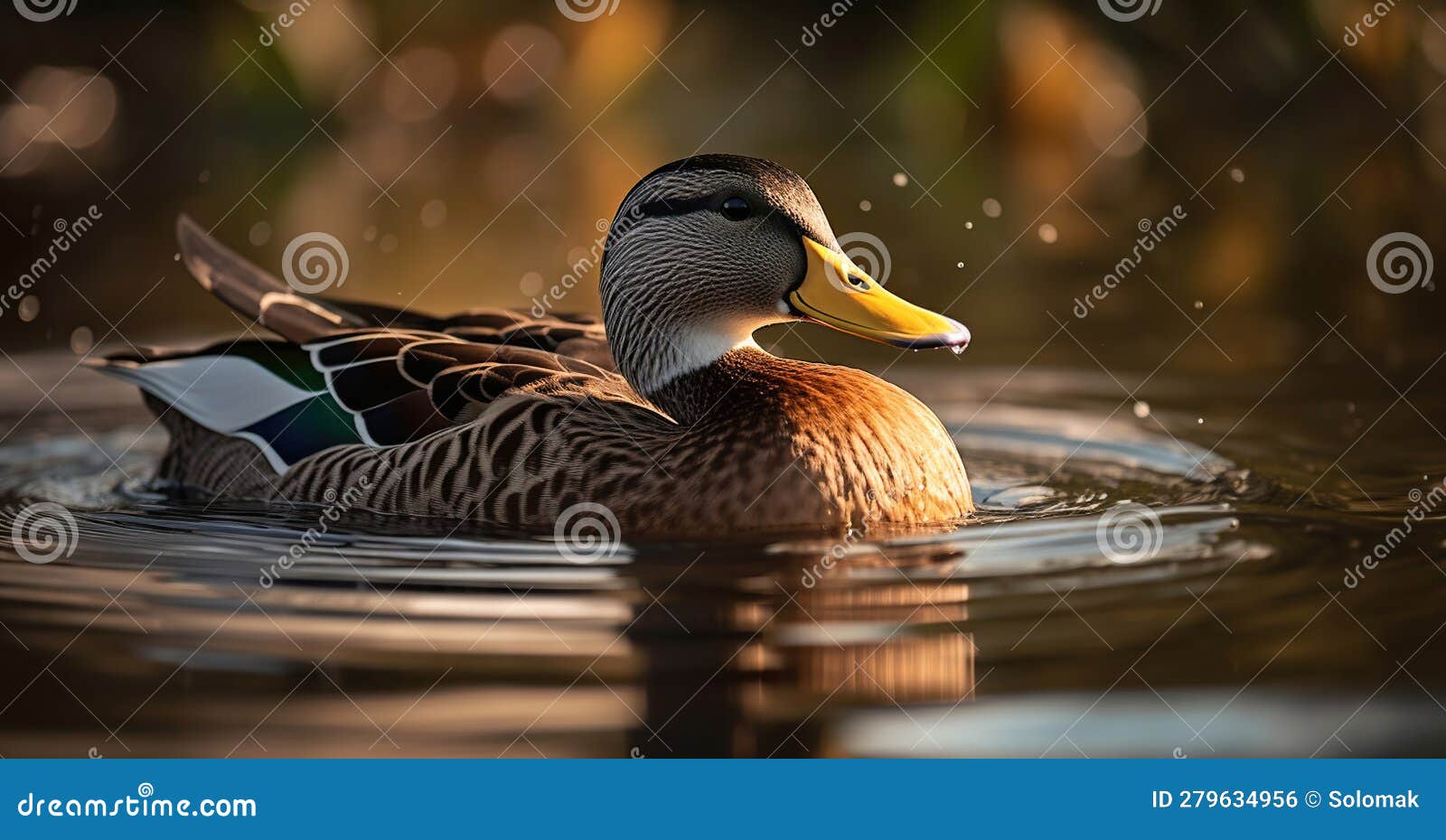 Capturing the Beauty of a Mallard Duck Gliding on the Water. Generative ...