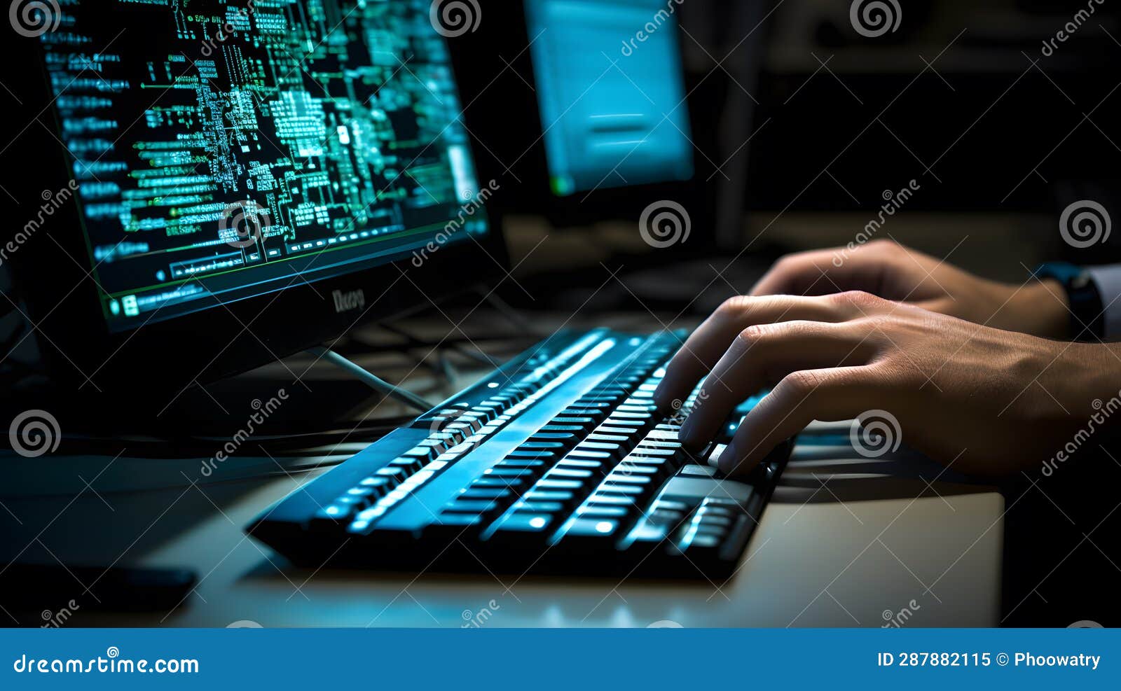 Capturing the Creative Logic of Coding Hands at Work Stock Illustration ...