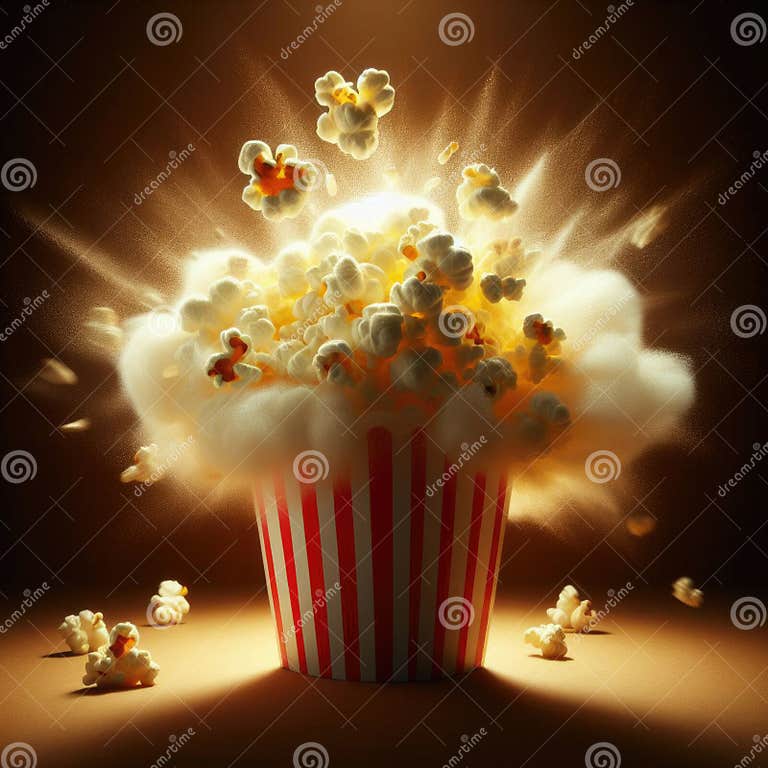 A Popcorn Kernel Popping in Mid-air, Surrounded by a Cloud of Fluffy ...
