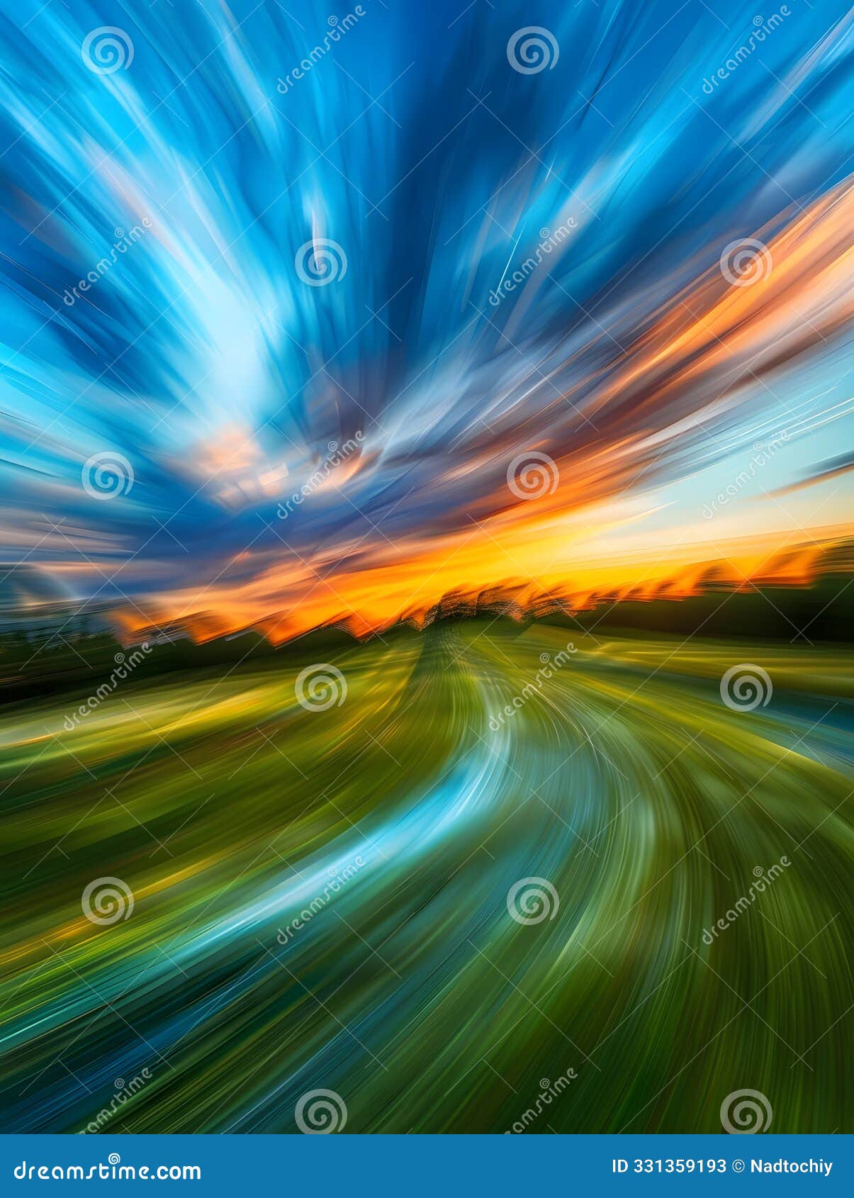 Vibrant Abstract Landscape at Sunset with Dynamic Motion Blur Stock ...