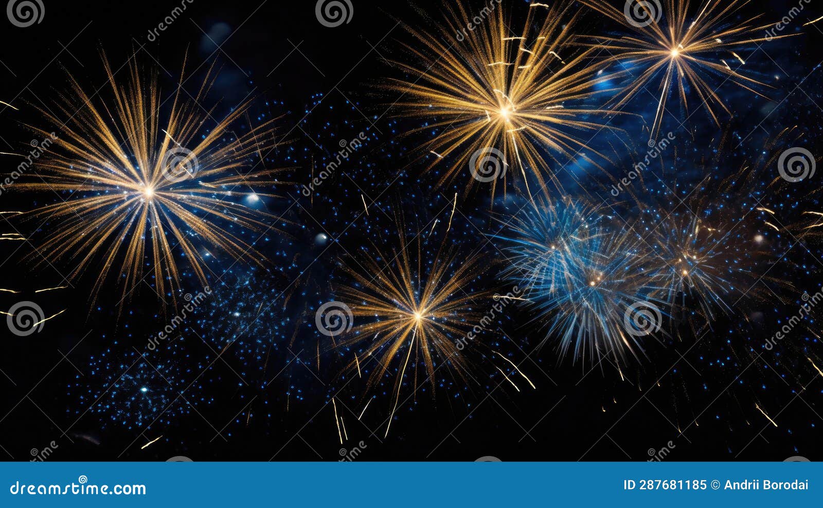 Capturing Gold and Blue Fireworks. Stock Illustration - Illustration of ...