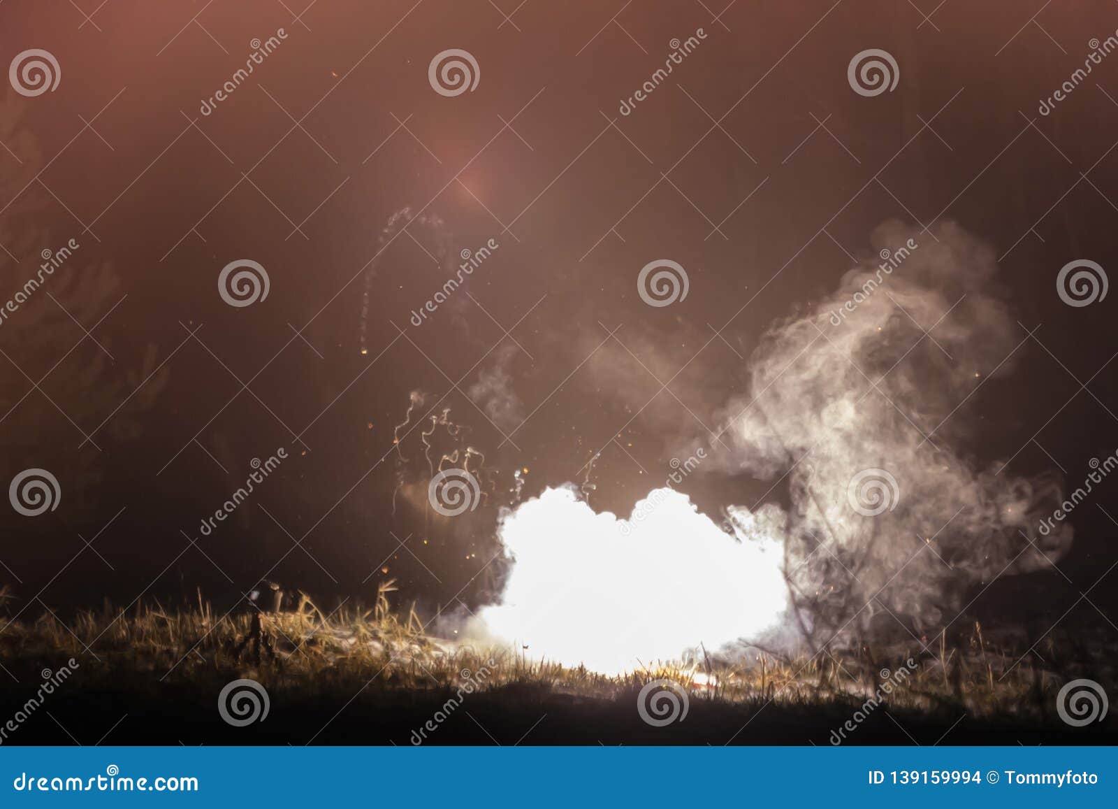 Ground explosion firework stock photo. Image of night - 139159994