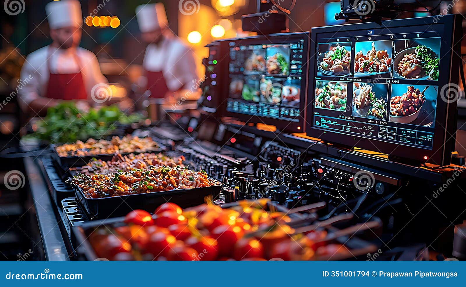 Capturing Live Cooking Show in Broadcast Control Room with Vibrant ...