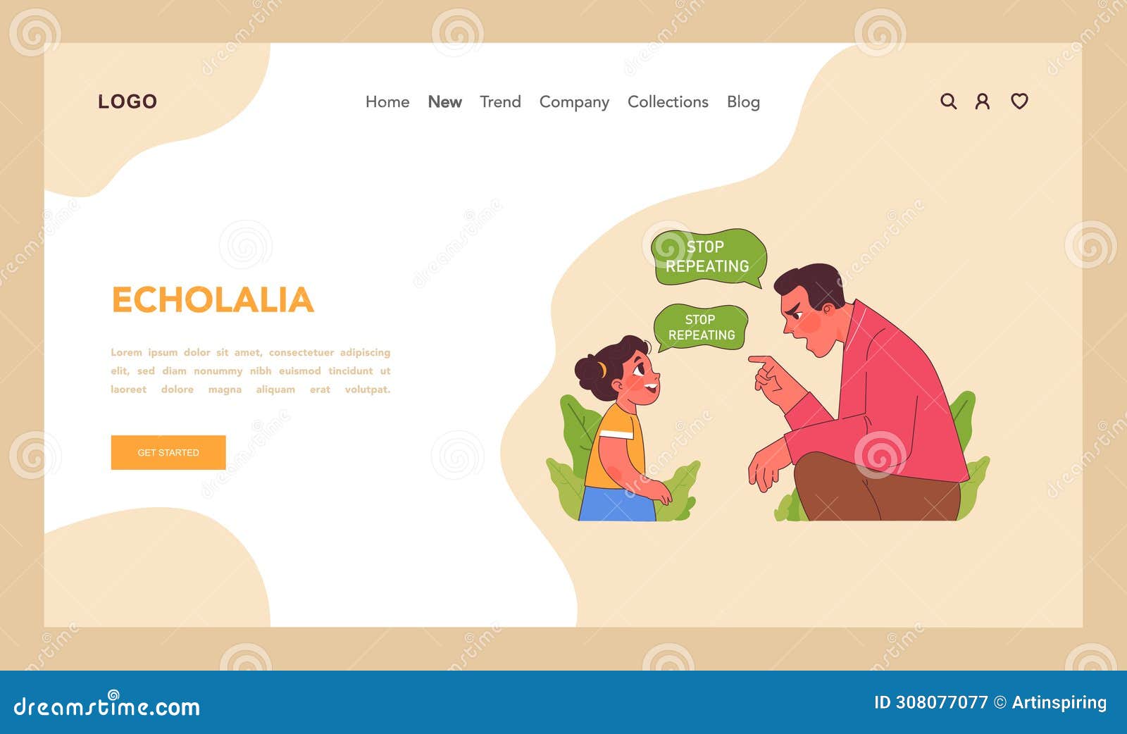 Capturing a Moment of Echolalia. Flat Vector Illustration. Stock Vector ...