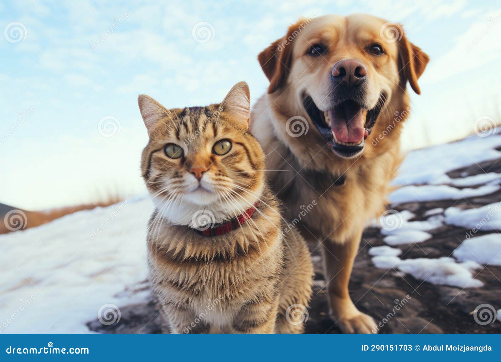 Capturing Their Bond, a Happy Dog and Cat Strike a Pose Stock ...
