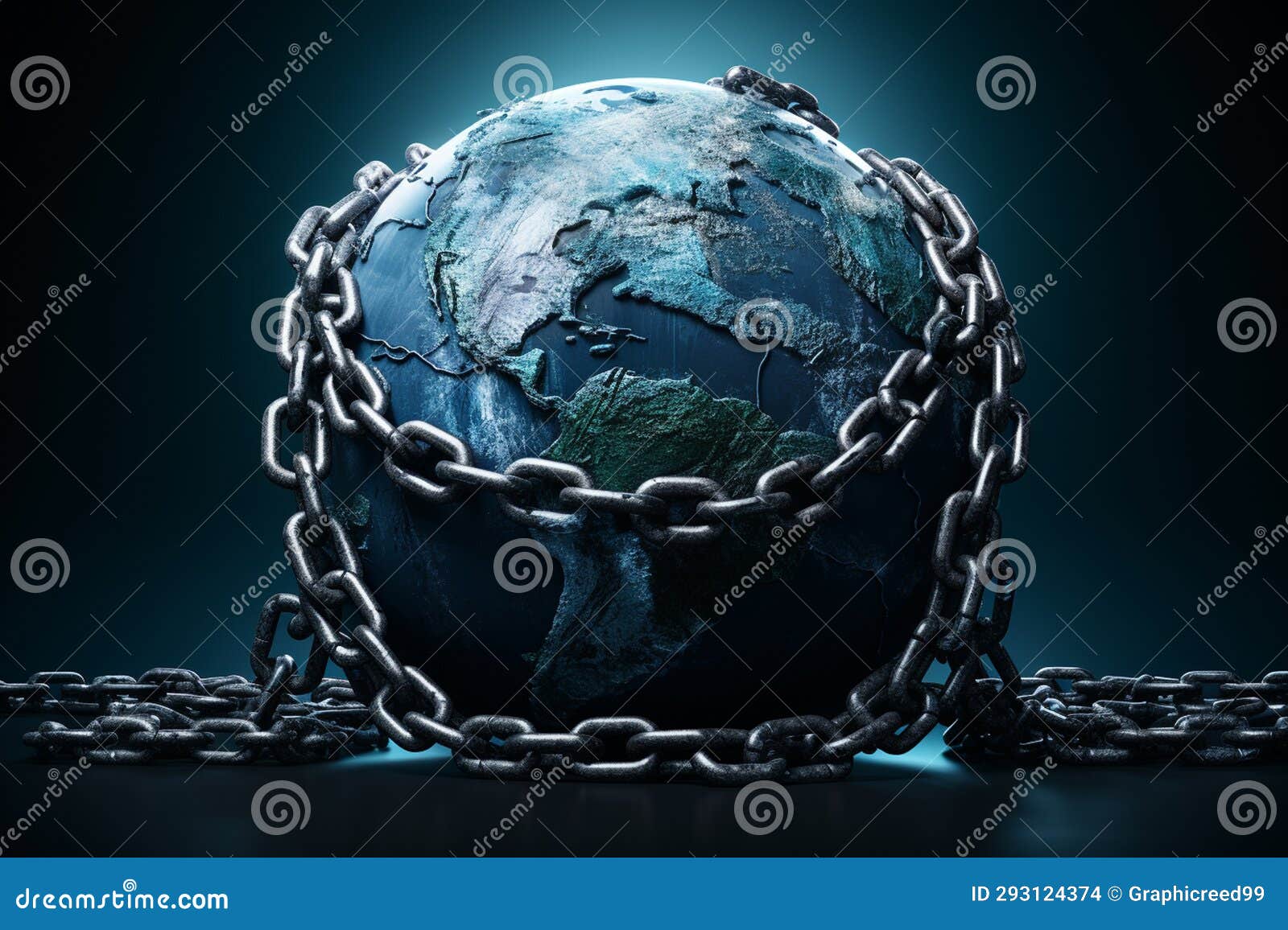 Earth Globe in Chains. Global Warming Concept Ai Generative Stock ...