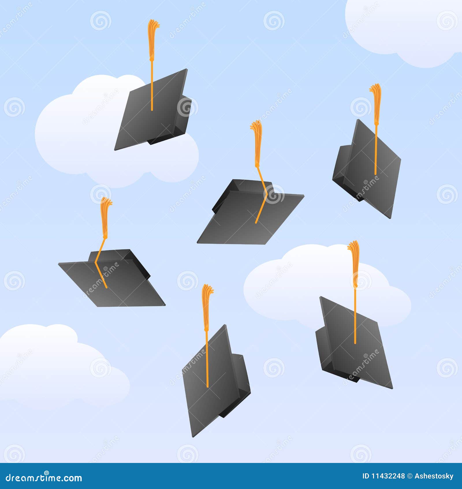 Capuchons De Graduation Dans Le Ciel Illustration de Vecteur ...