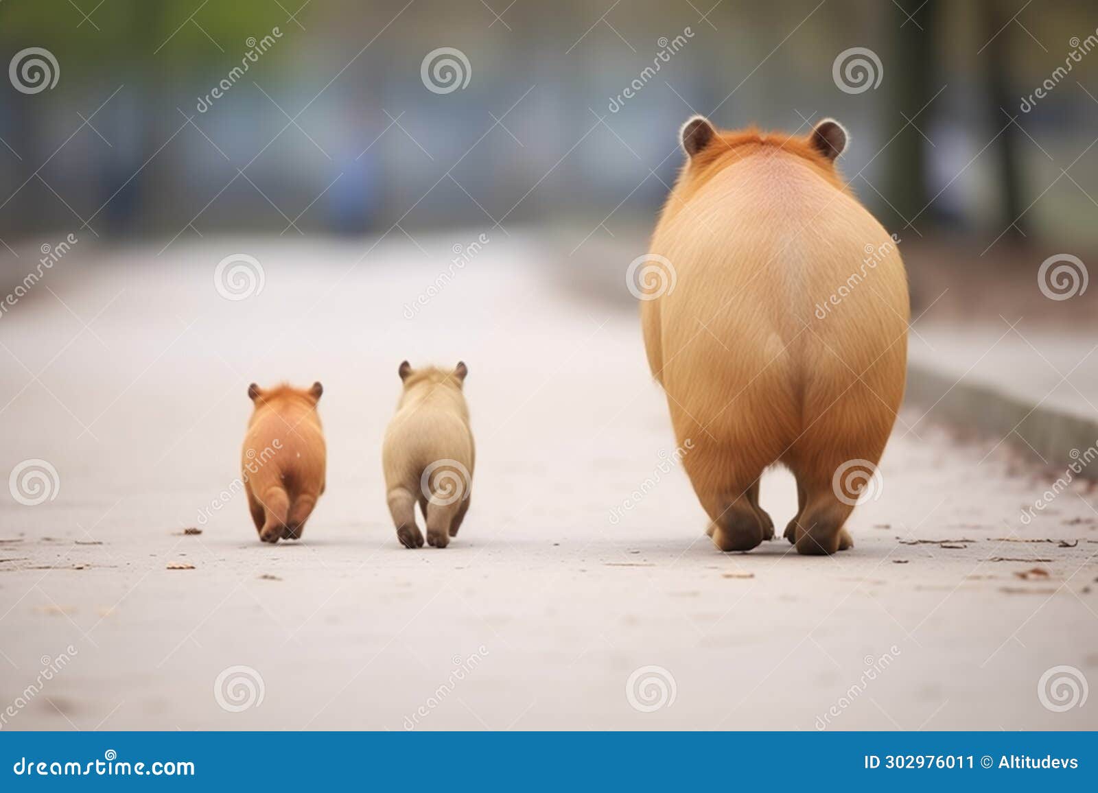Capybara Adults and Young Walking Single File Stock Image - Image of ...
