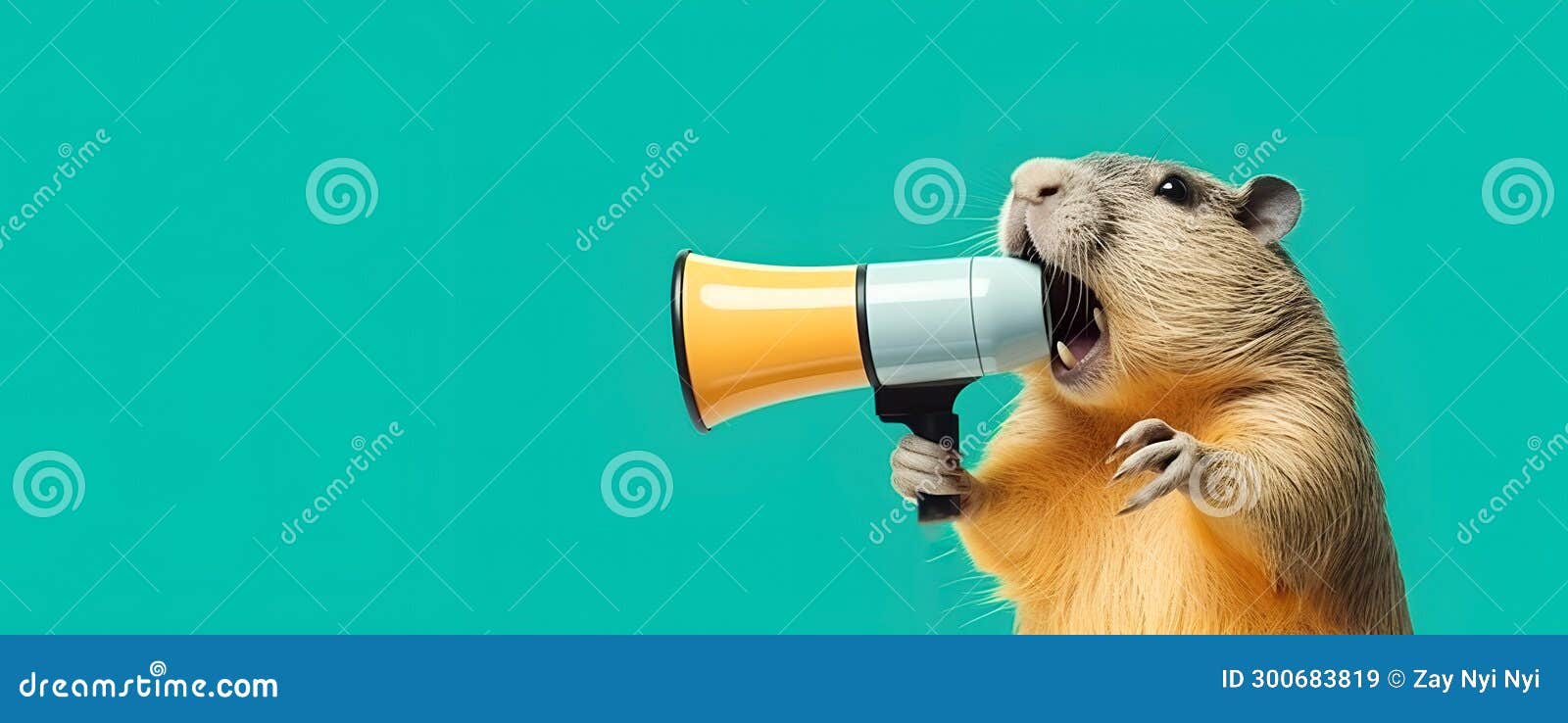 Capybara Announcing Using Hand Speaker. Notifying, Warning ...