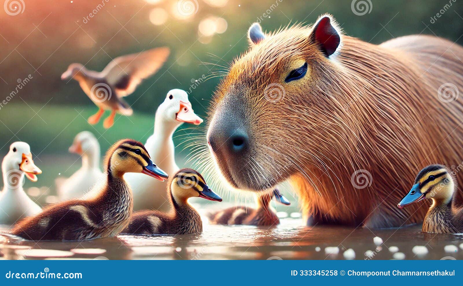 Group Of A Capybara In Water Royalty-Free Stock Photography ...