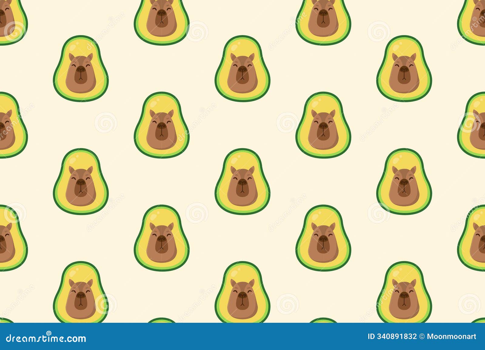 Capybara and Avocado. Vector Pattern Stock Illustration - Illustration ...