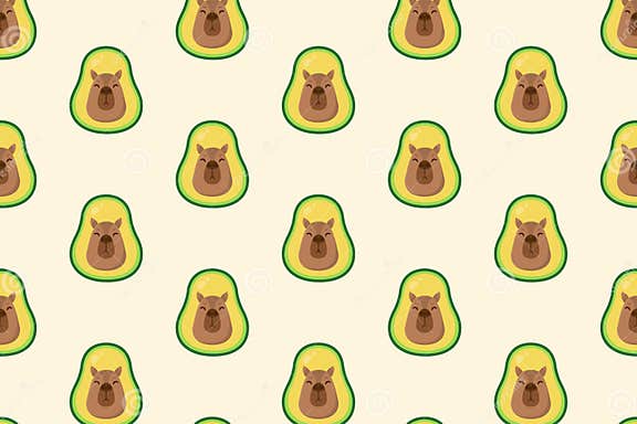 Capybara and Avocado. Vector Pattern Stock Illustration - Illustration ...