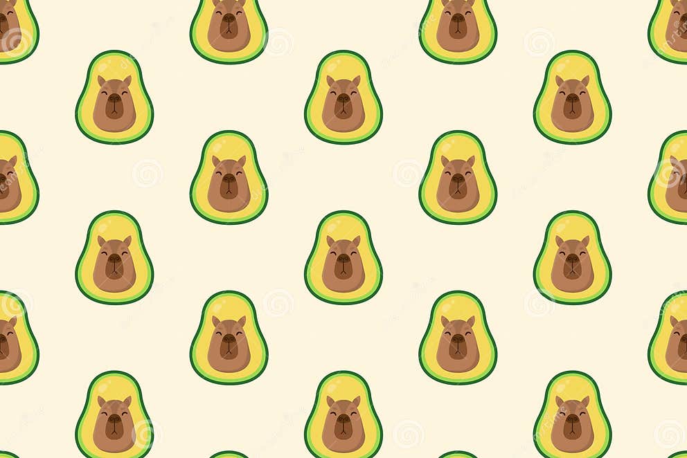 Capybara and Avocado. Vector Pattern Stock Illustration - Illustration ...