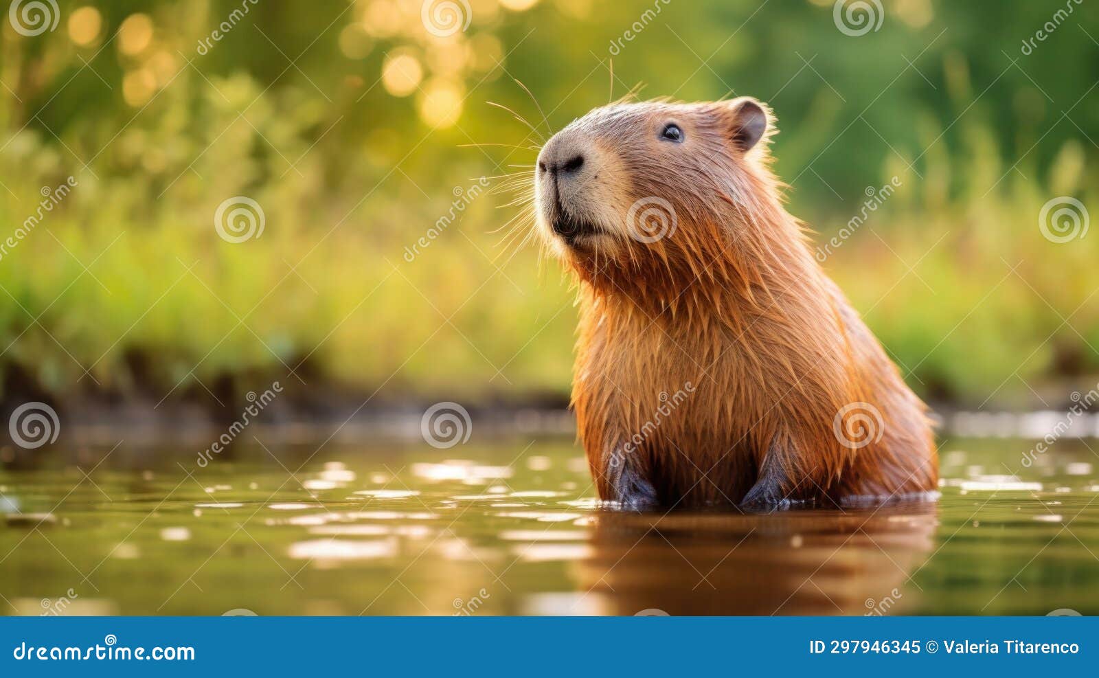 Capybara Bathing in the Lake, Portrait Stock Image - Image of allure ...