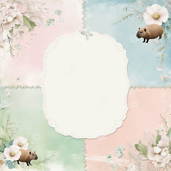 Whimsical Capybara Design: a Serene Scrapbook Background Stock ...