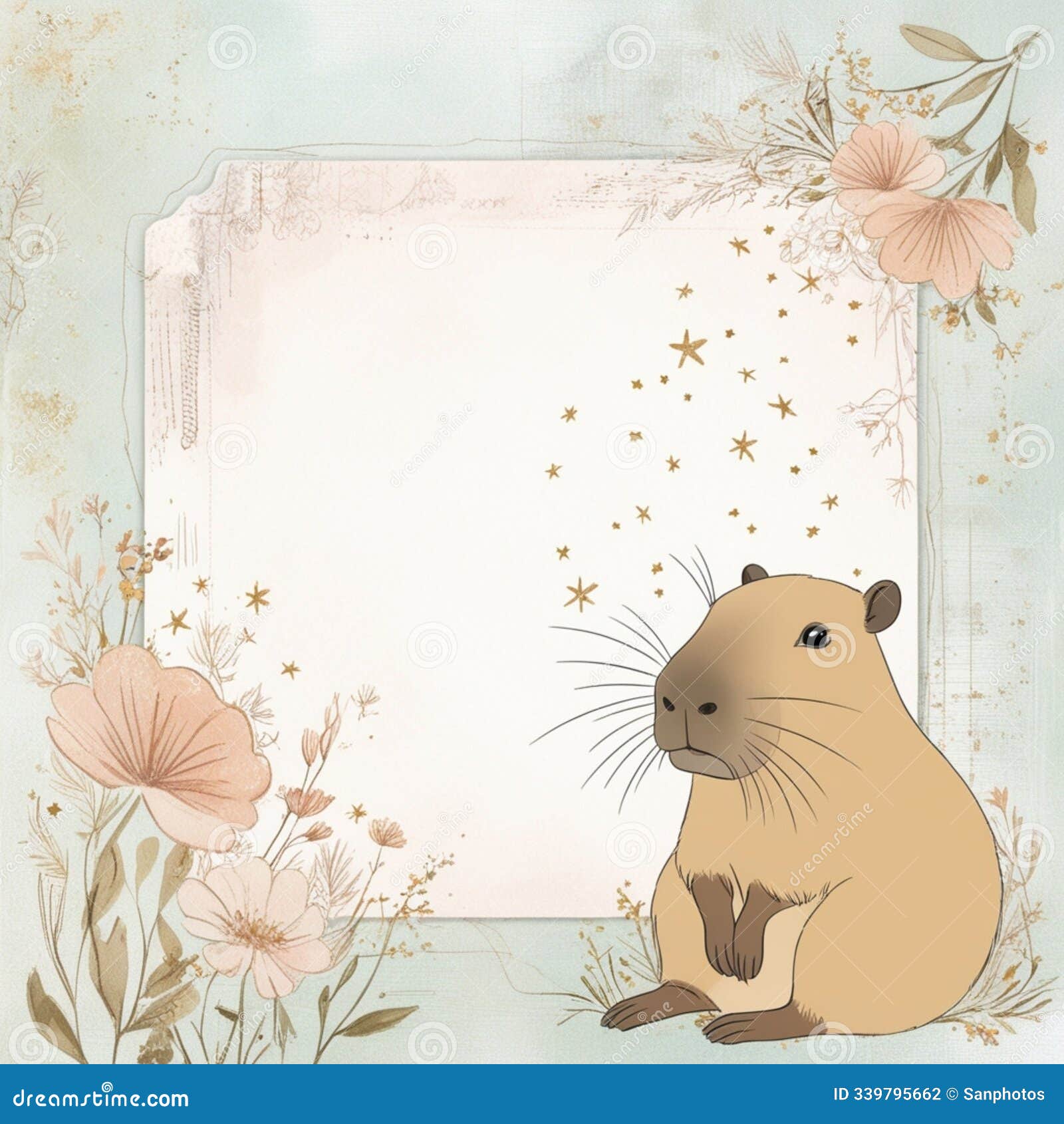 Dreamy Capybara Wonderland: a Gentle Whimsical Illustration Stock ...