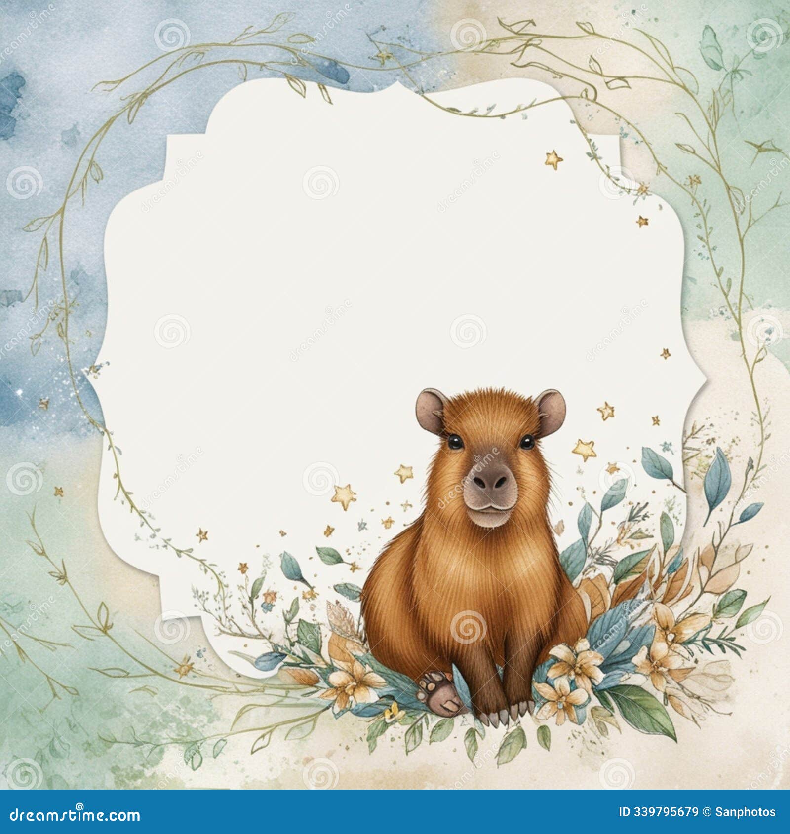 Whimsical Capybara Pup Magic: a Scrapbook Page Stock Illustration ...