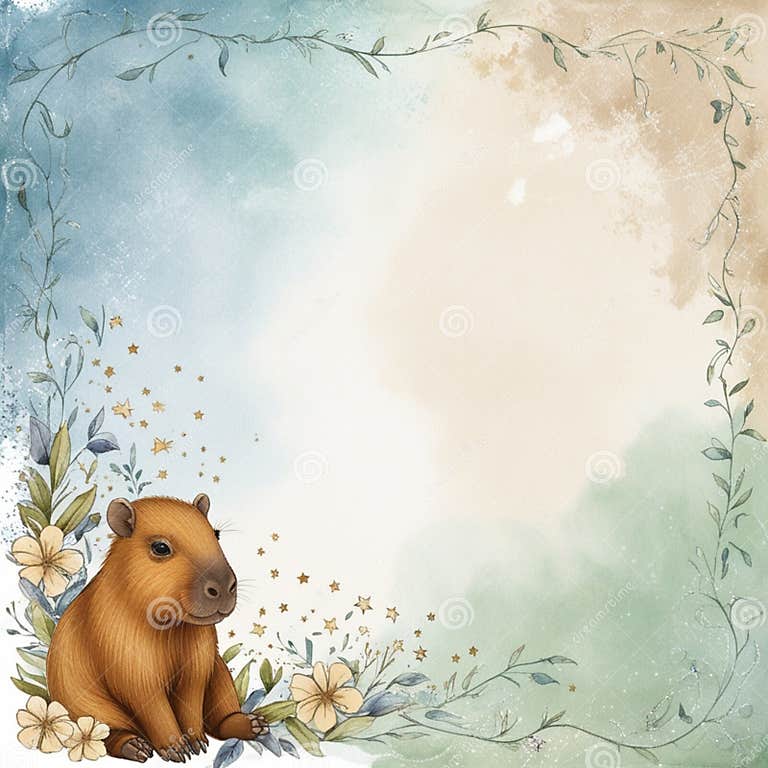 Whimsical Capybara Pup Magic: a Scrapbook Page with Open Space Stock ...