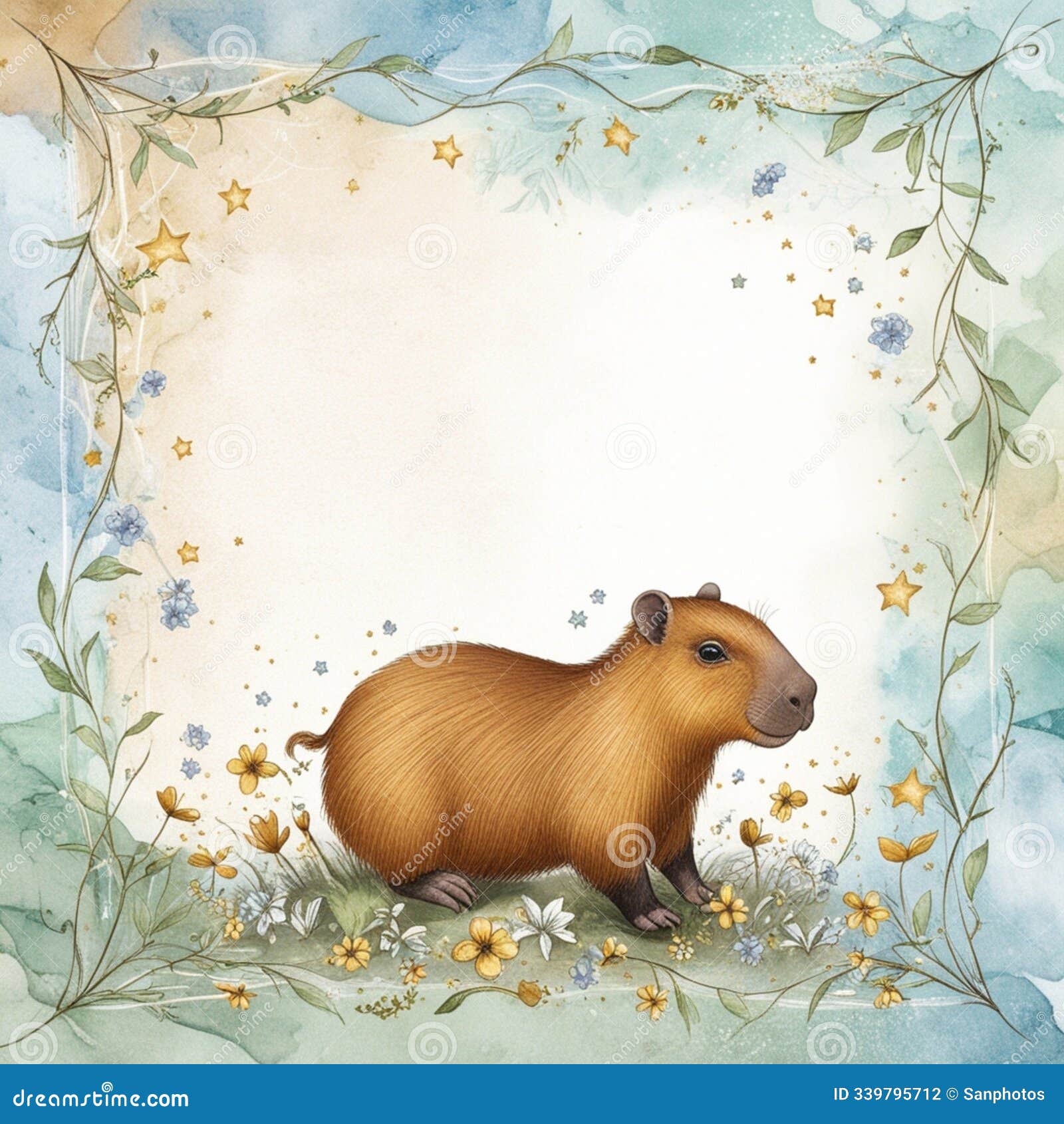 Whimsical Capybara Pup Magic: a Green and Blue Scrapbook Page with Open ...