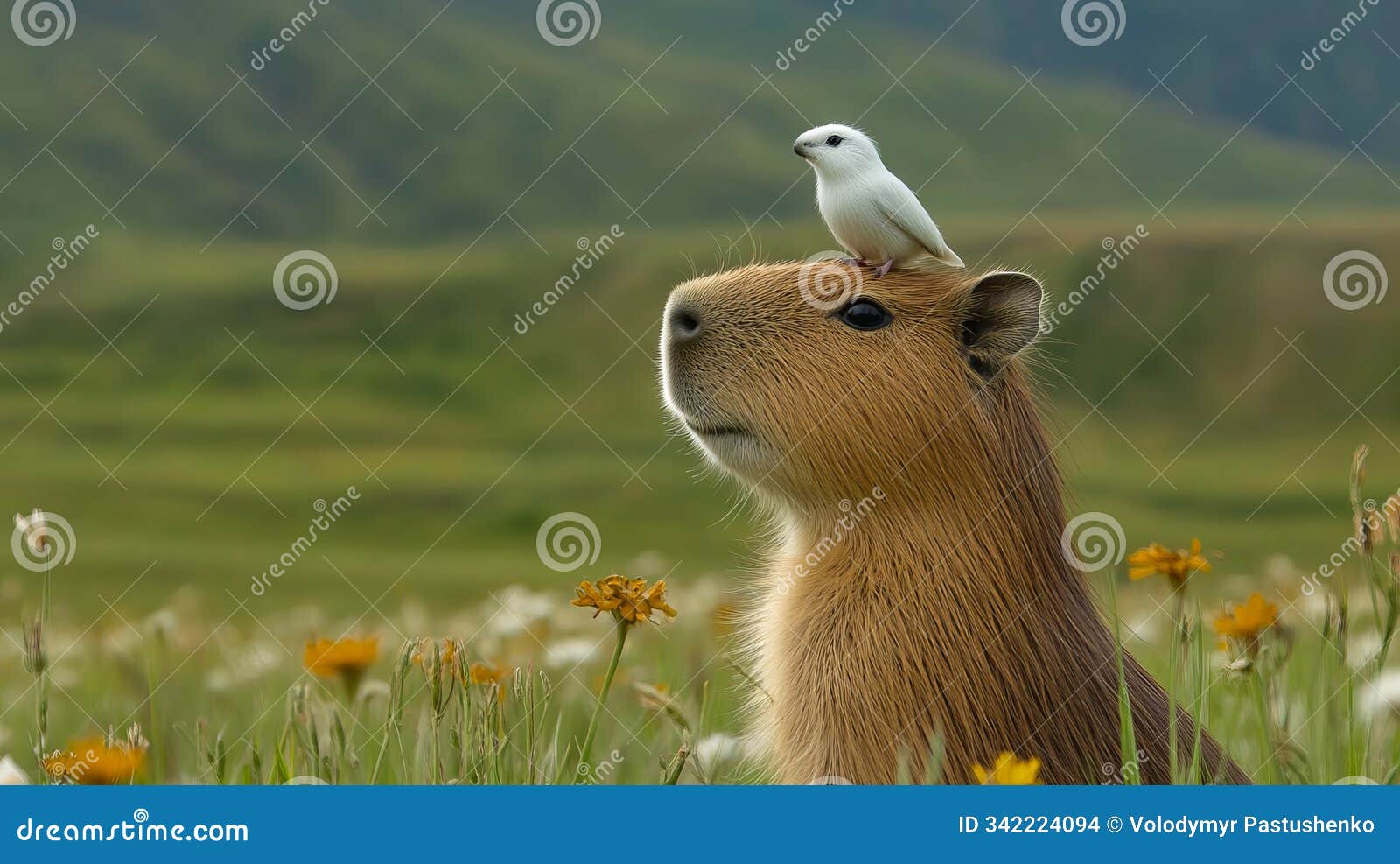 Capybara With Bird On Its Head Royalty-Free Stock Image | CartoonDealer ...