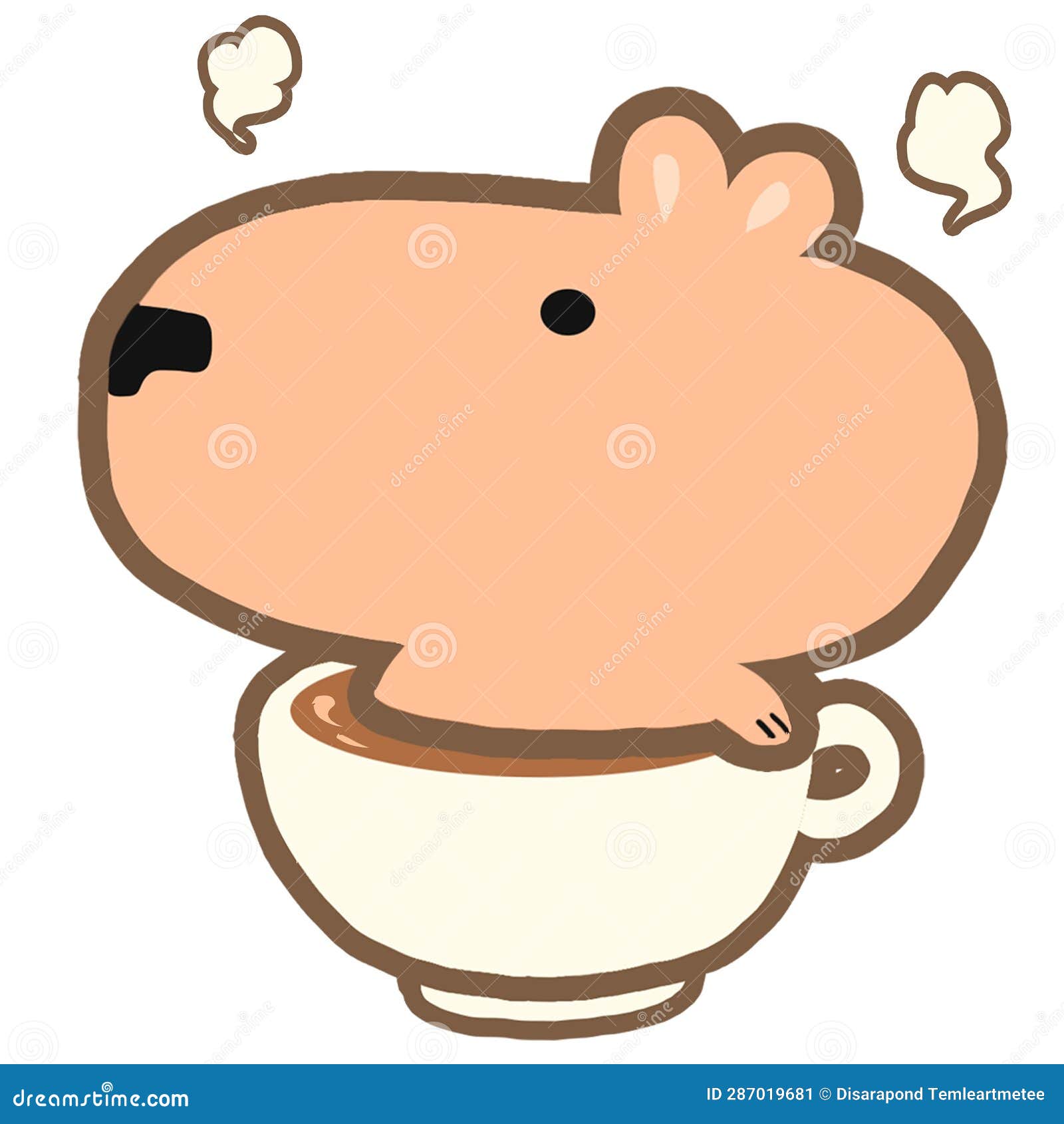 Capybara Drinks Lemon Tea. Cute Capybara. Digital Illustration. Funny ...