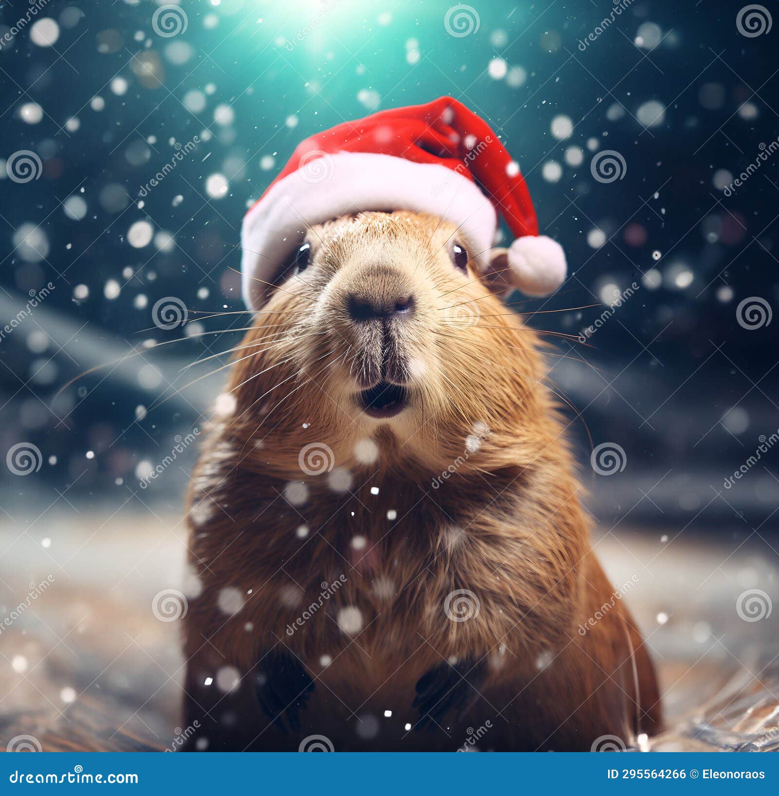 Capybara Celebrates Christmas in Style with Santa S Hat. Generative AI ...