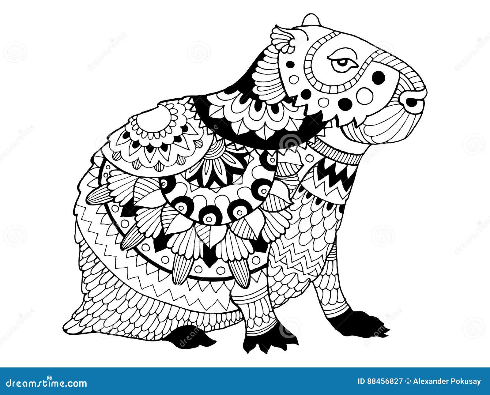 Capybara Coloring Book Vector Illustration Stock Vector - Illustration ...