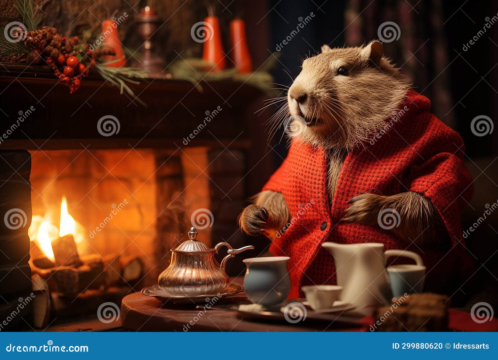 Capybara Dressed As Santa Claus Stock Photo - Image of small, dressed ...