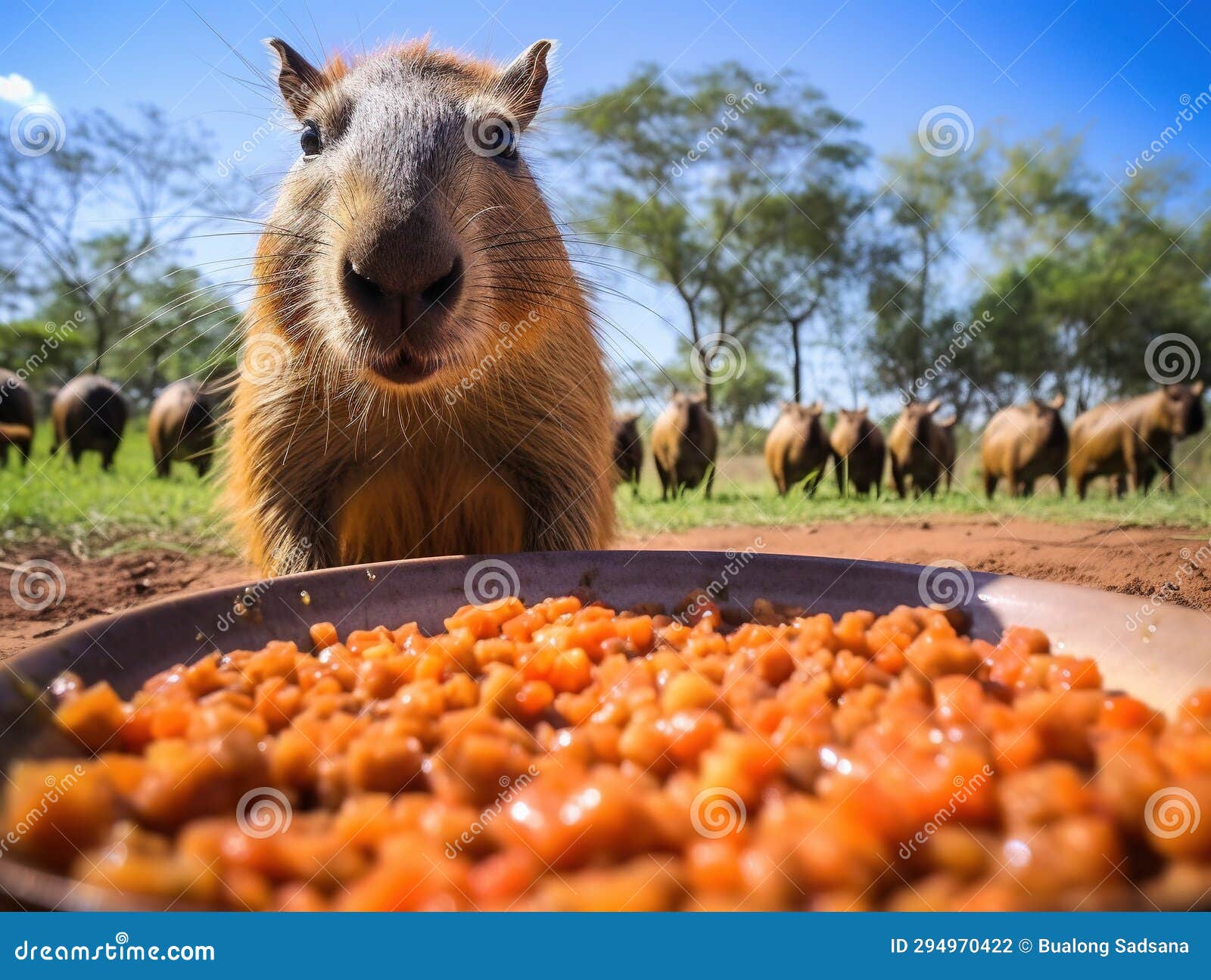 Feeding Capybara Made with Generative AI Illustration Stock ...