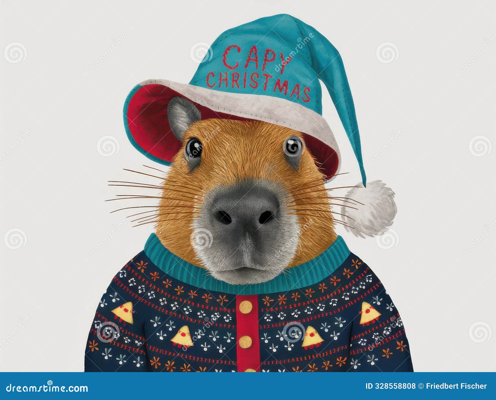 Capybara in Festive Christmas Hat and Sweater Stock Photo - Image of ...