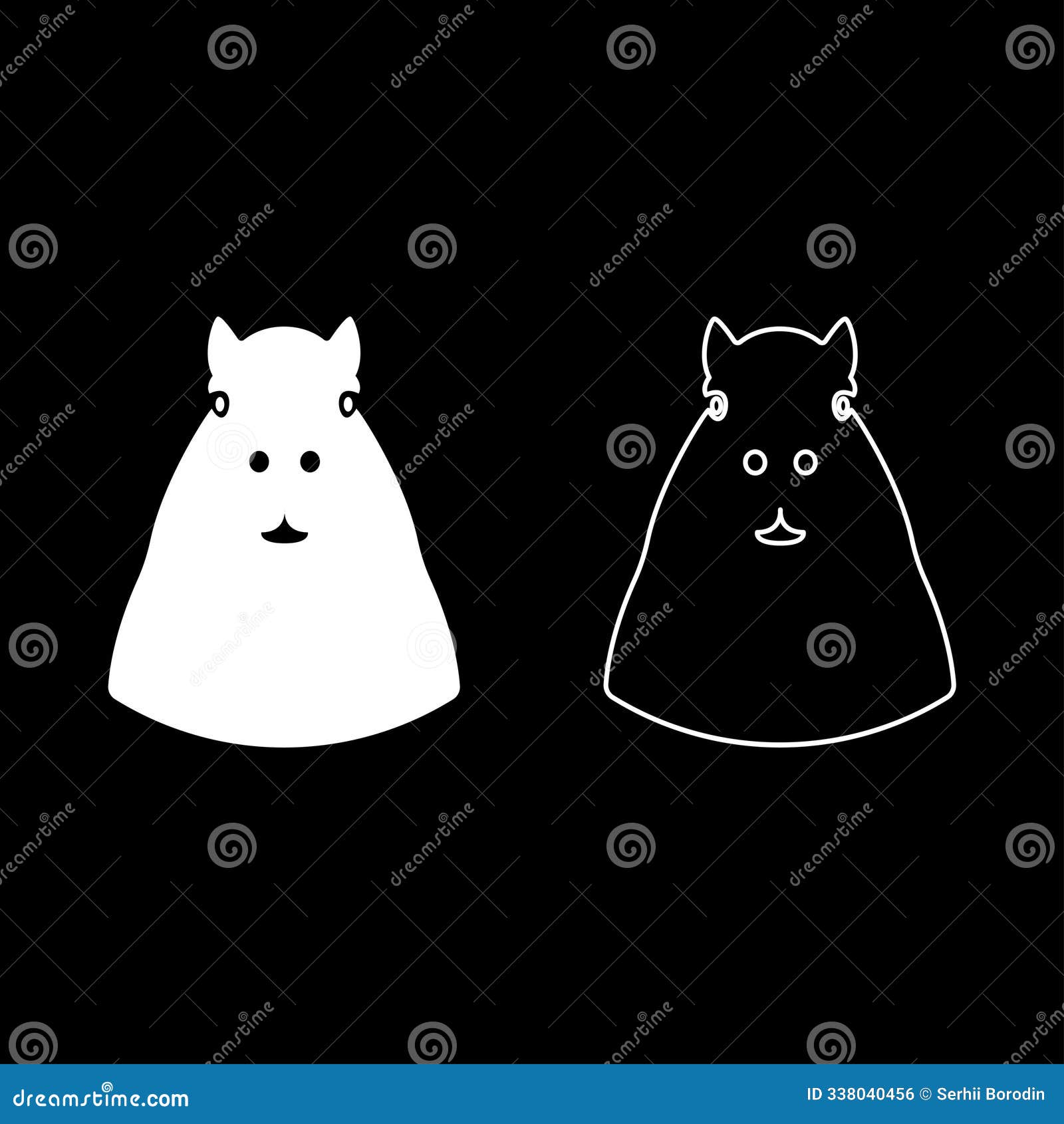 Capybara Head Set Icon White Color Vector Illustration Image Solid Fill ...