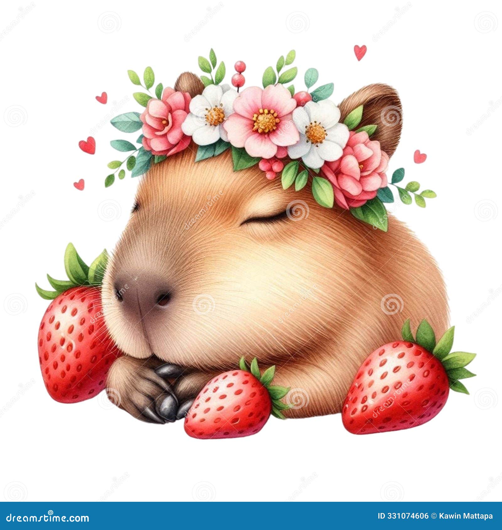Capybara Holding a Basket of Strawberries Stock Illustration ...
