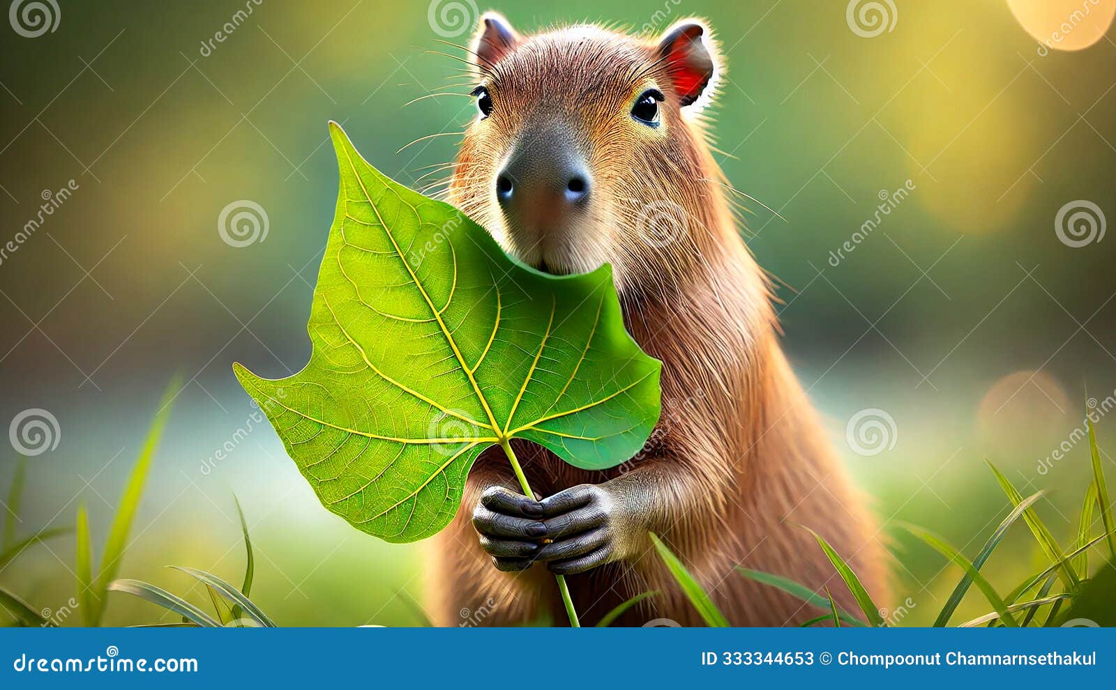Capybara Holding a Large Leaf in Its Paws, As If it S Inspecting it ...