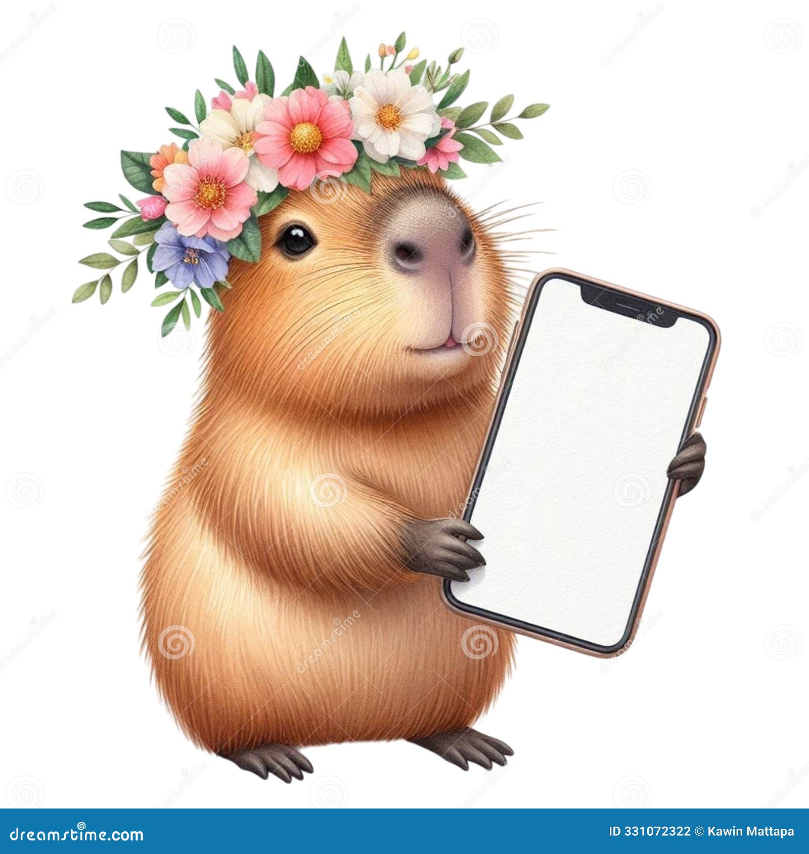Capybara Holding a Mobile Phone Stock Illustration - Illustration of ...