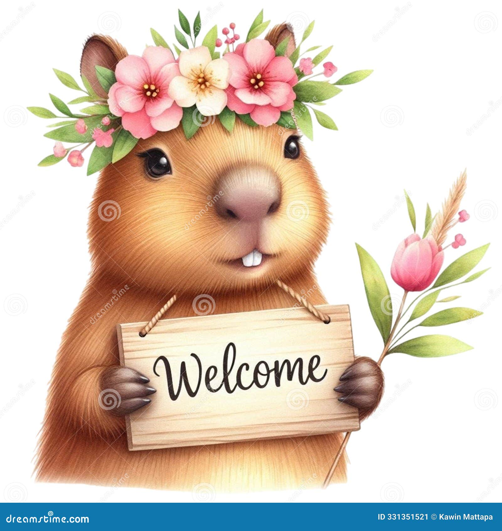 Capybara Holding a Welcome Sign Stock Illustration - Illustration of ...