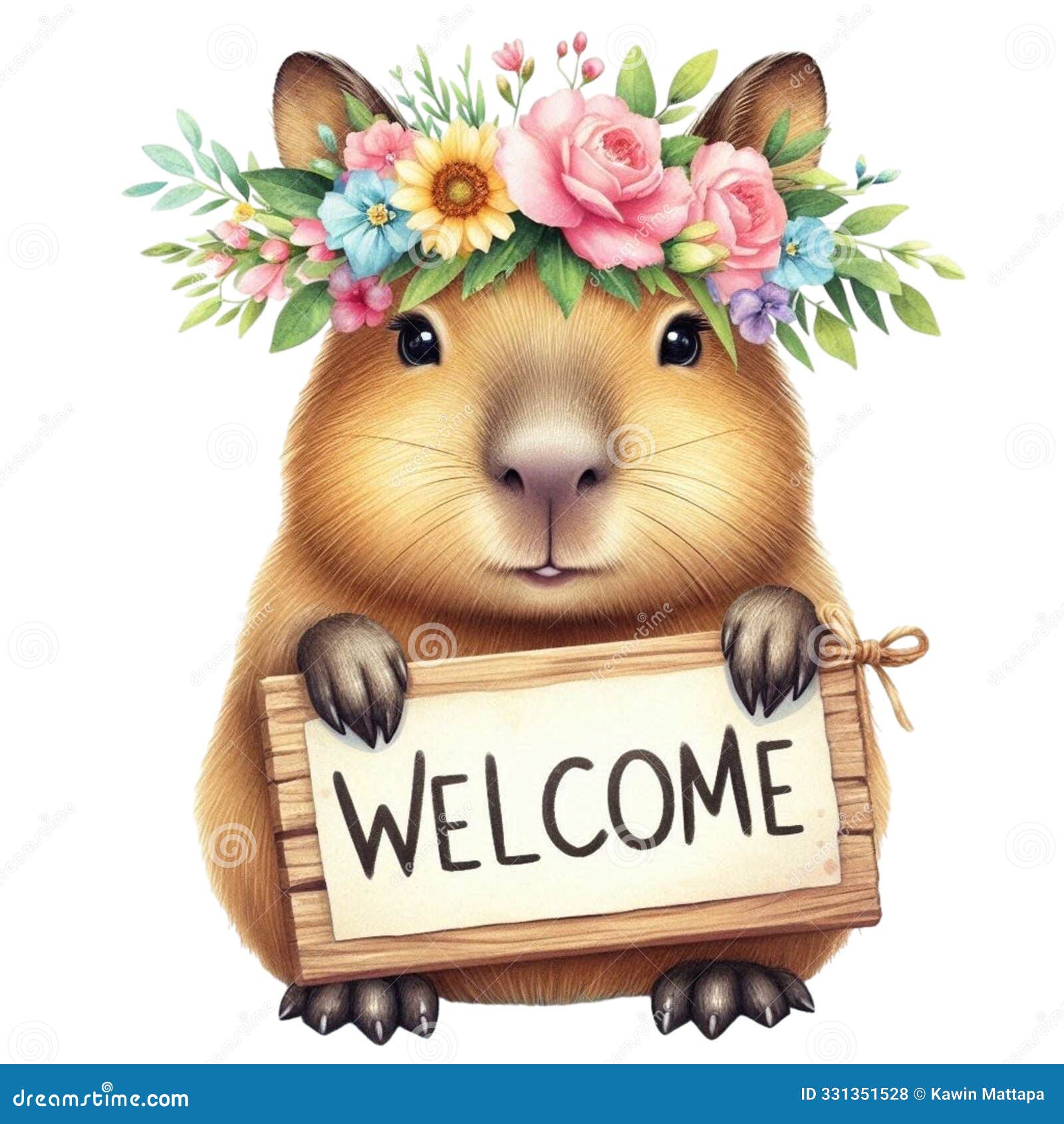 Capybara Holding a Welcome Sign Stock Illustration - Illustration of ...
