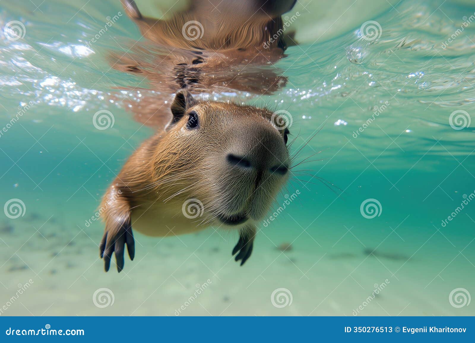 Capybara (Hydrochoerus Hydrochaeris) Swimming Underwater Stock ...