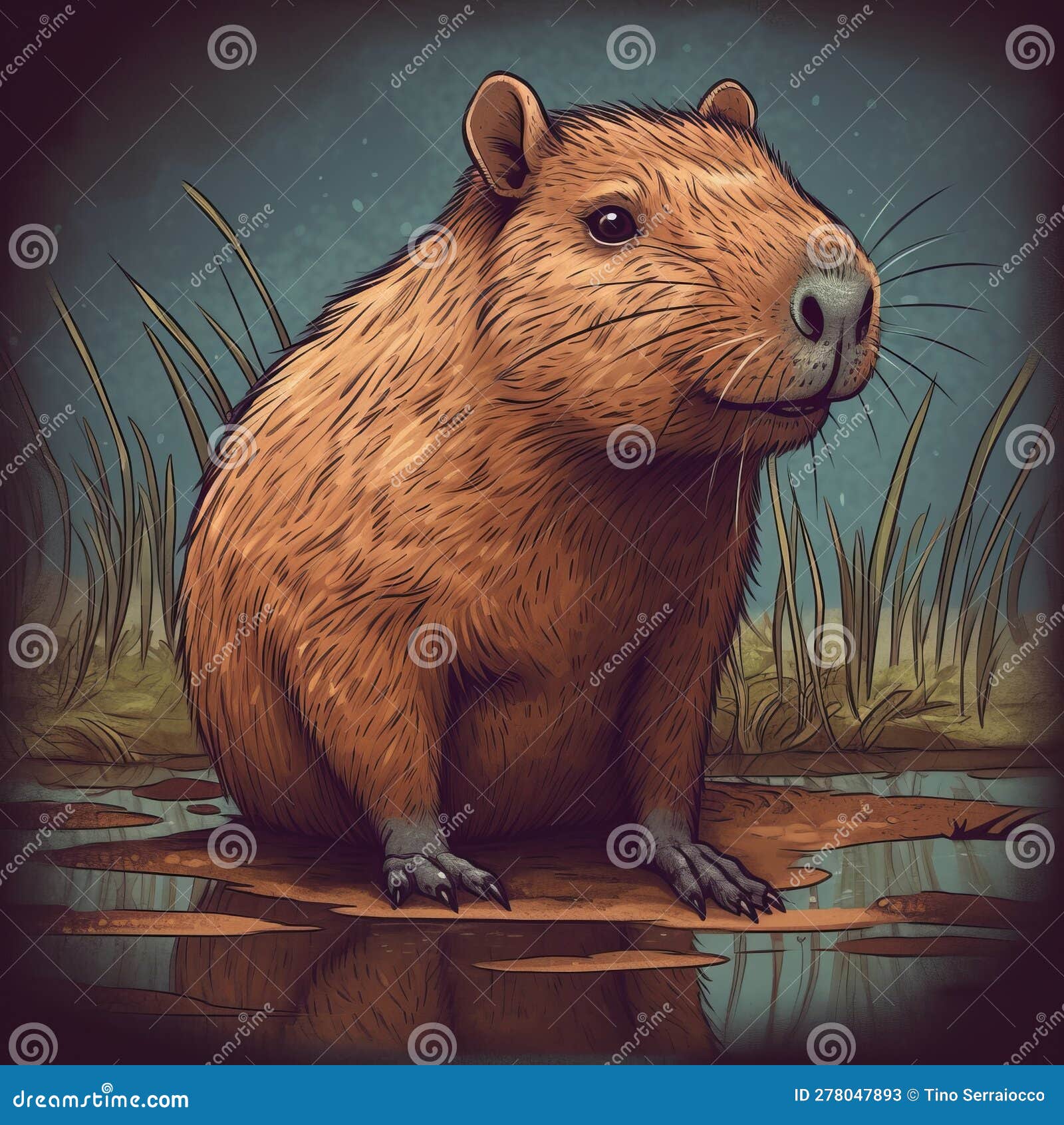 Capybara Illustration Super Cute in Sticker Style,Generated by AI Stock ...