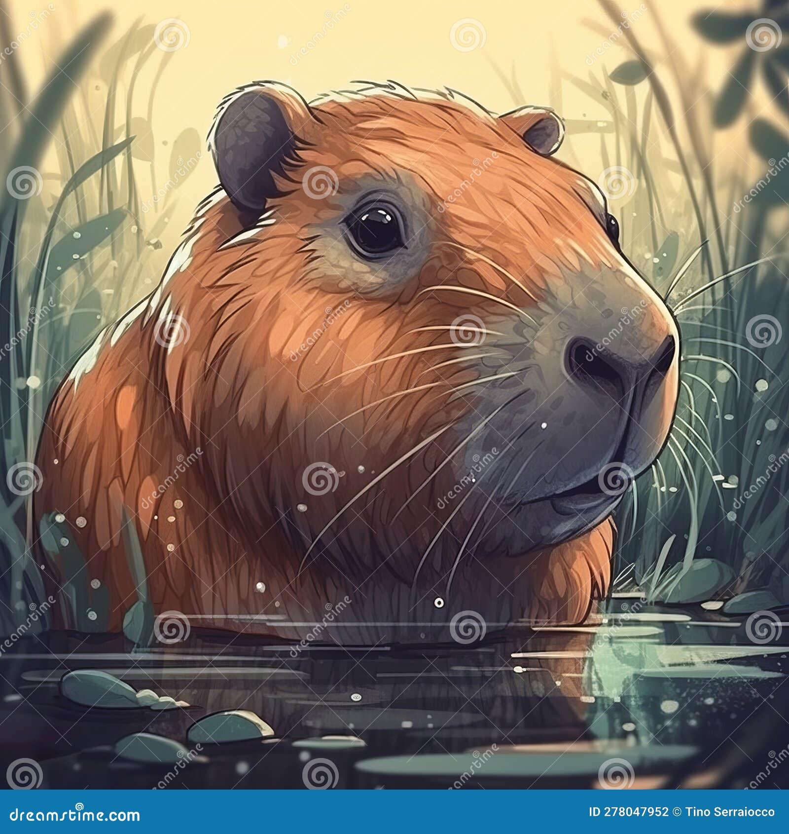 Capybara Illustration Super Cute in Sticker Style,Generated by AI Stock ...