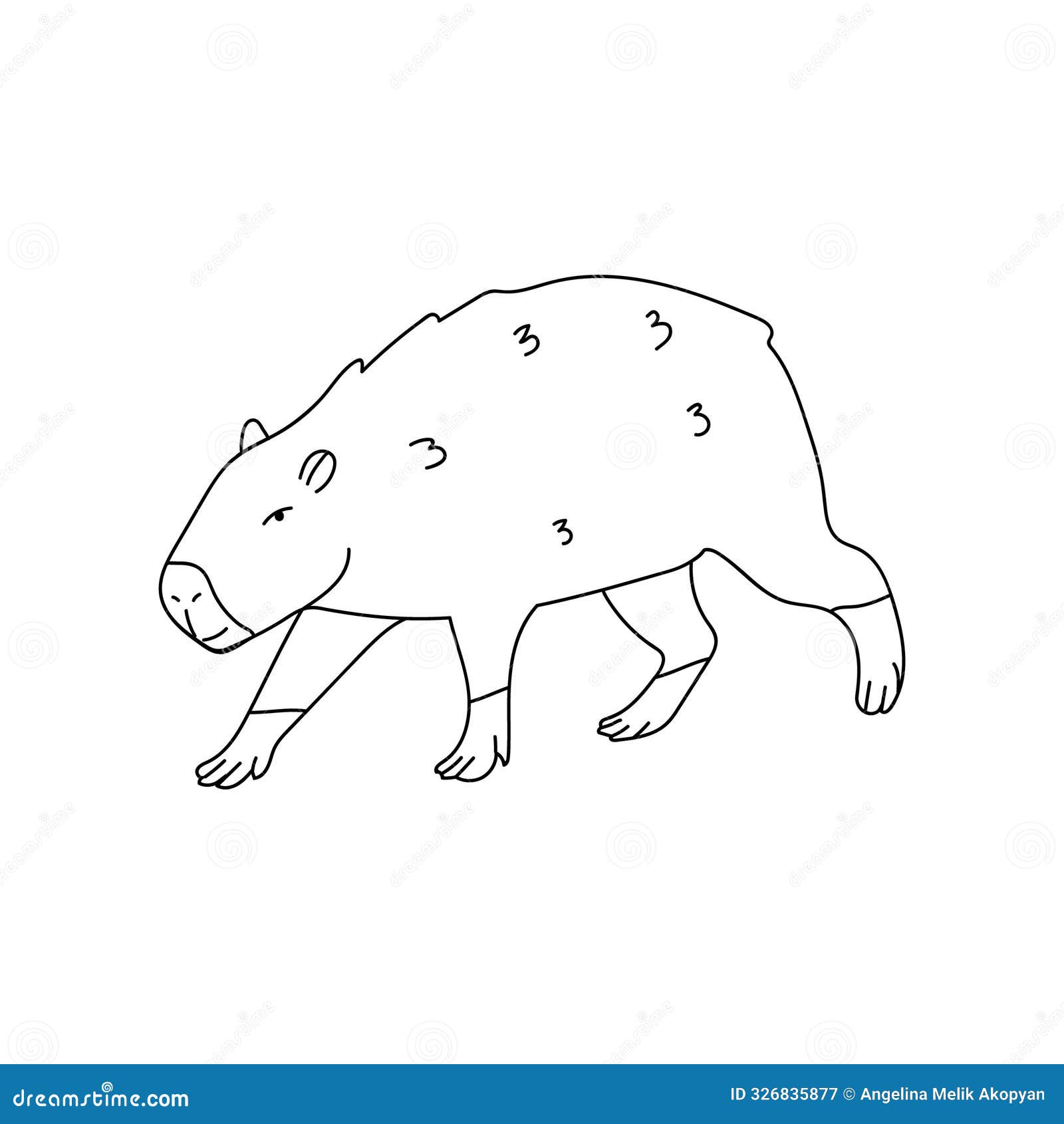 Capybara Line Drawing stock illustration. Illustration of america ...