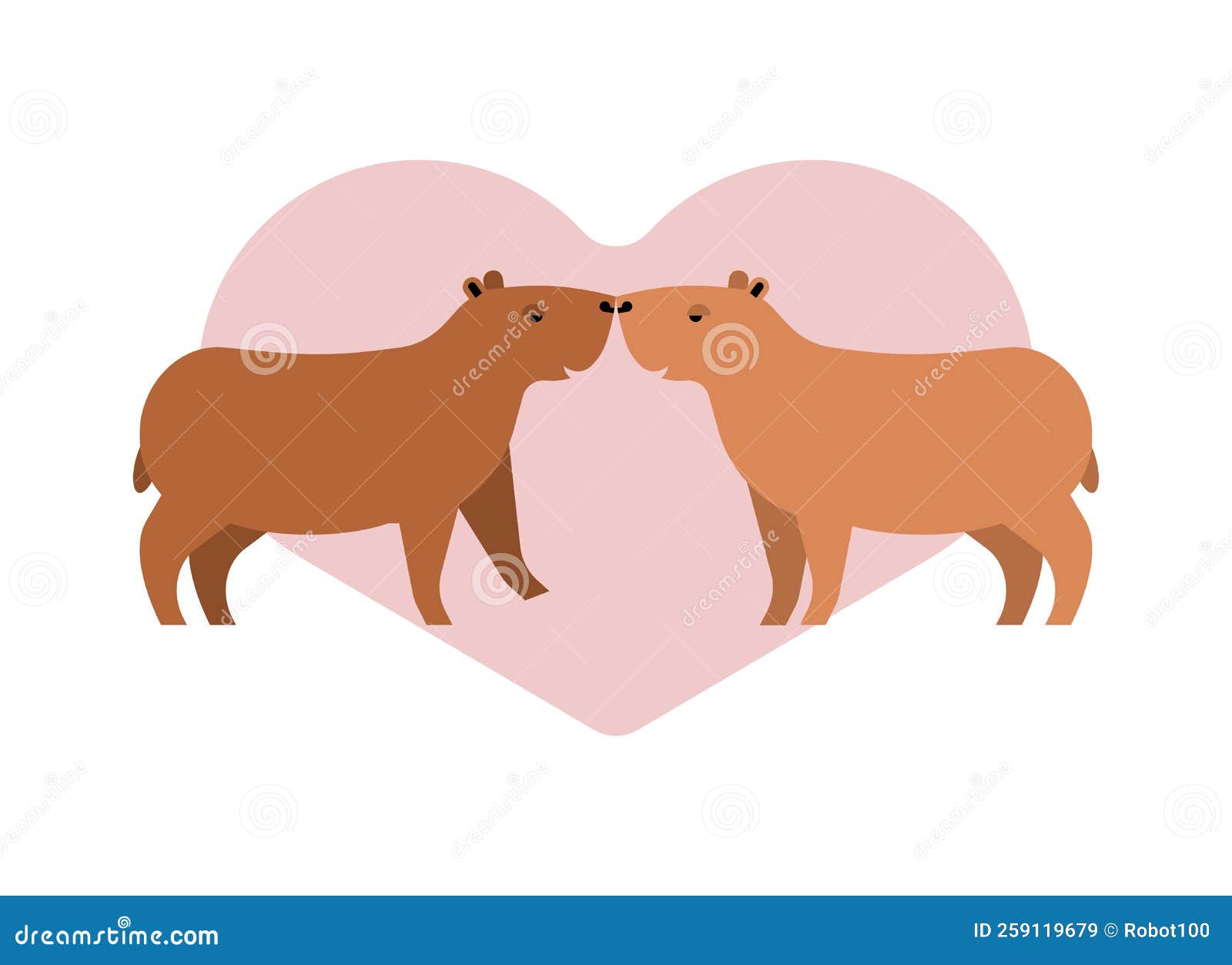 Capybara. Love Concept. Two Carybaras Kissing. Vector Isolated ...