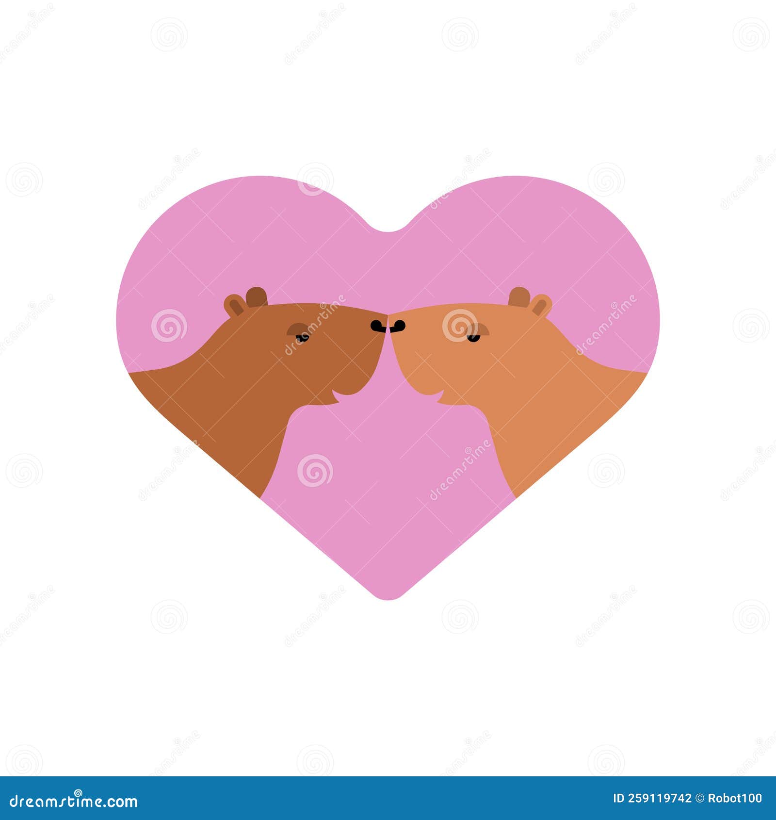 Capybara. Love Concept. Two Carybaras Kissing. Vector Isolated ...
