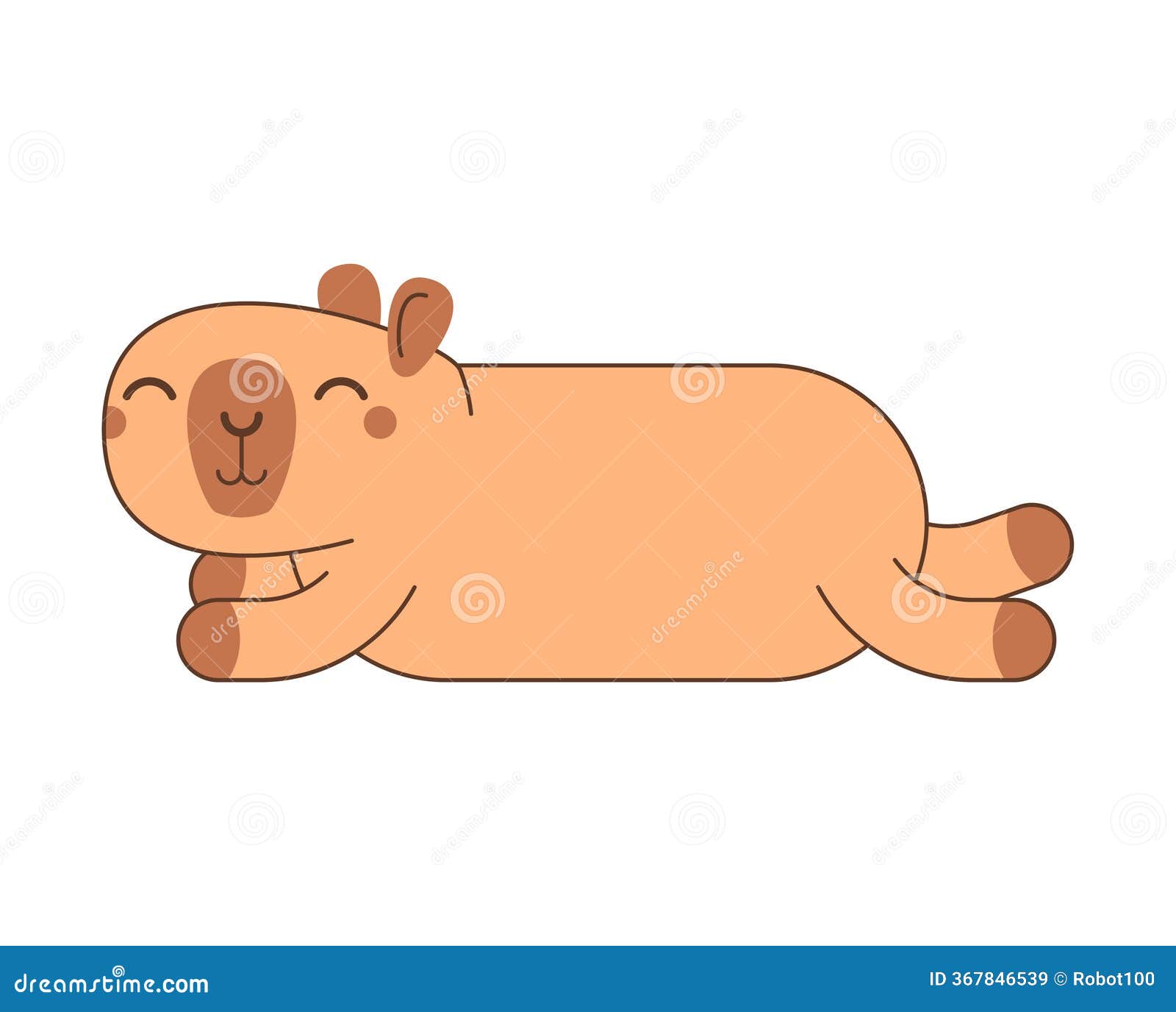Capybara Is Lying Down. Cute Capybara Is Resting Cartoon Vector | CartoonDealer.com #367846539