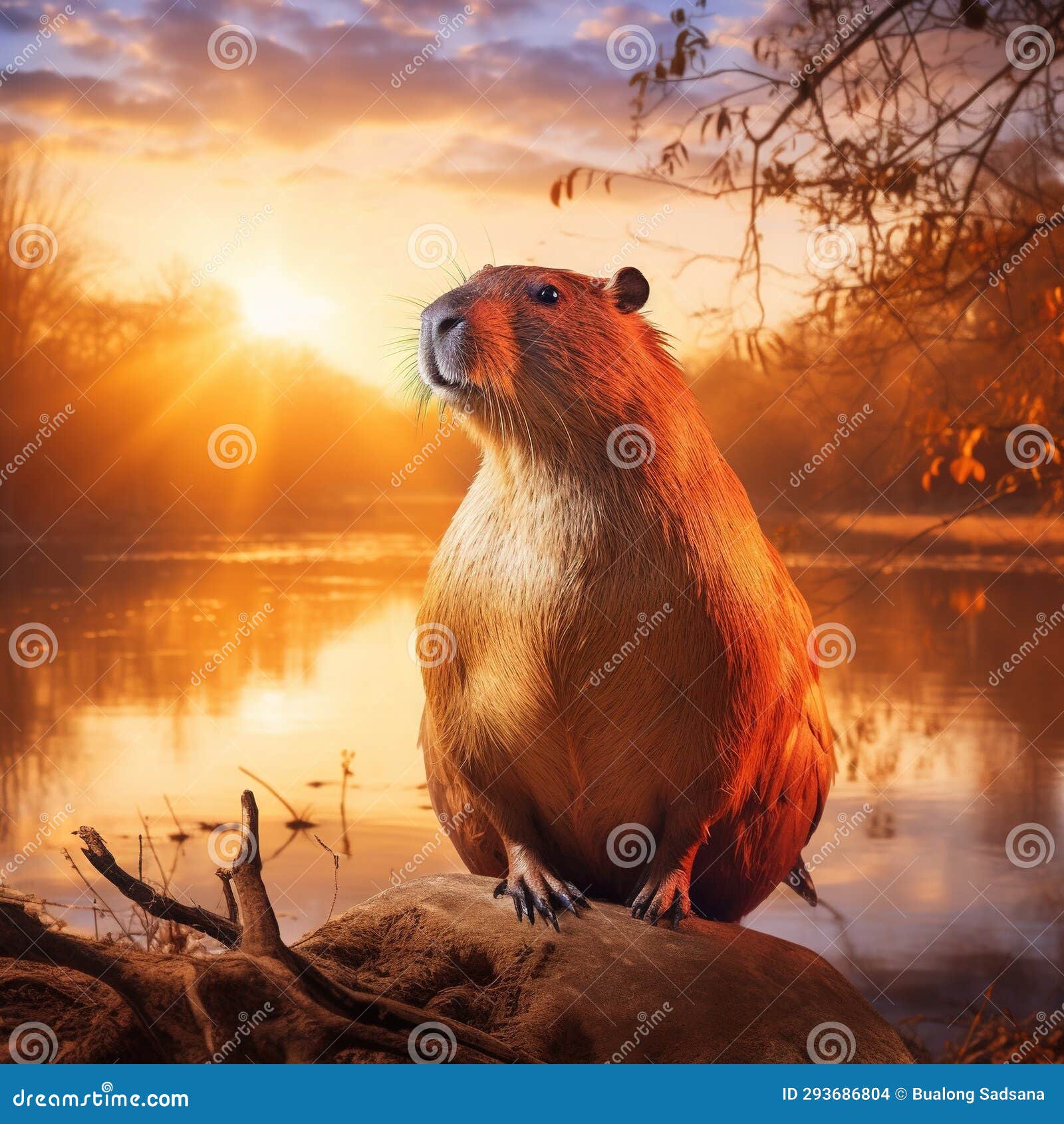 Ai Generated Illustration Wildlife Concept of Capybara in Morning Light ...