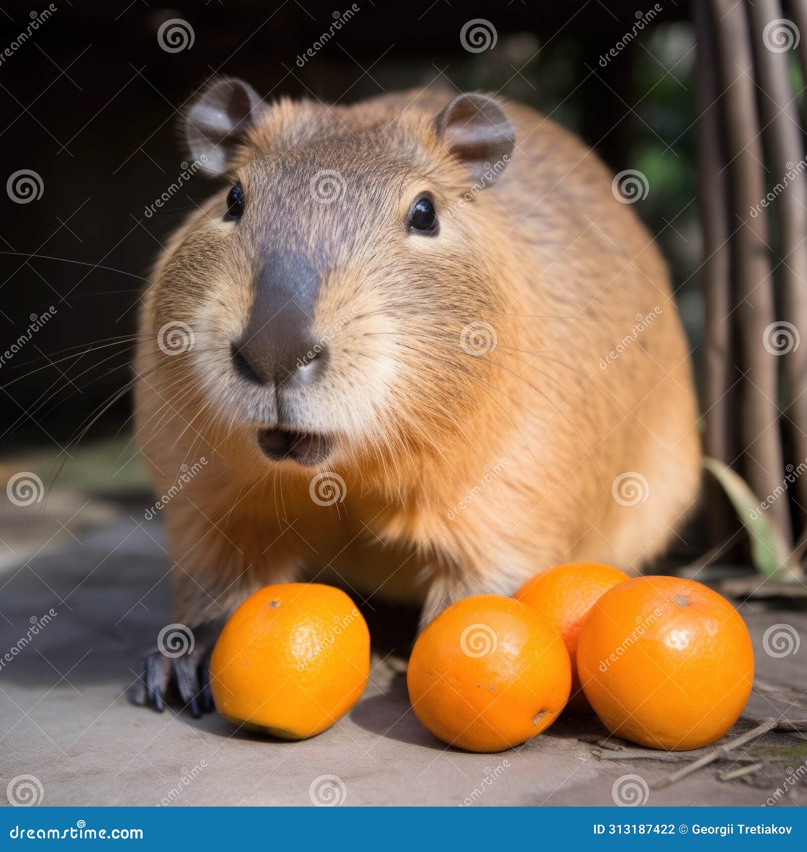 Capybara with Oranges on Ground Stock Illustration - Illustration of ...
