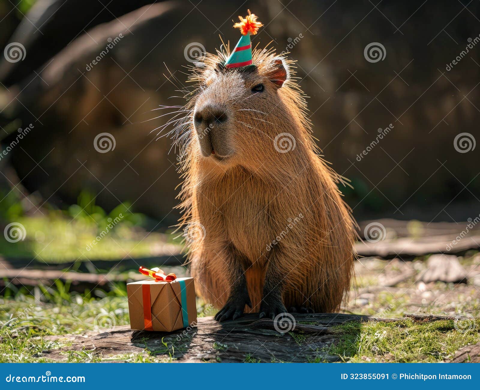 Capybara with a Party Hat To Hold Present Stock Image - Image of ...