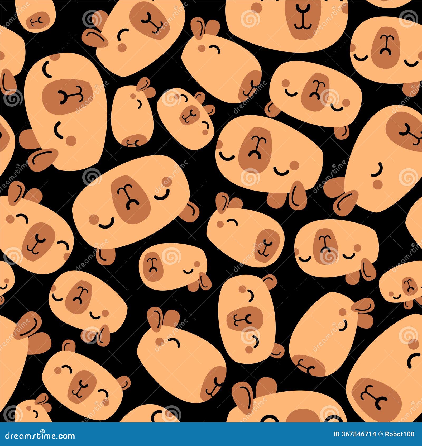 The Capybara Pattern Floats On A Watermelon-shaped Circle With A ...