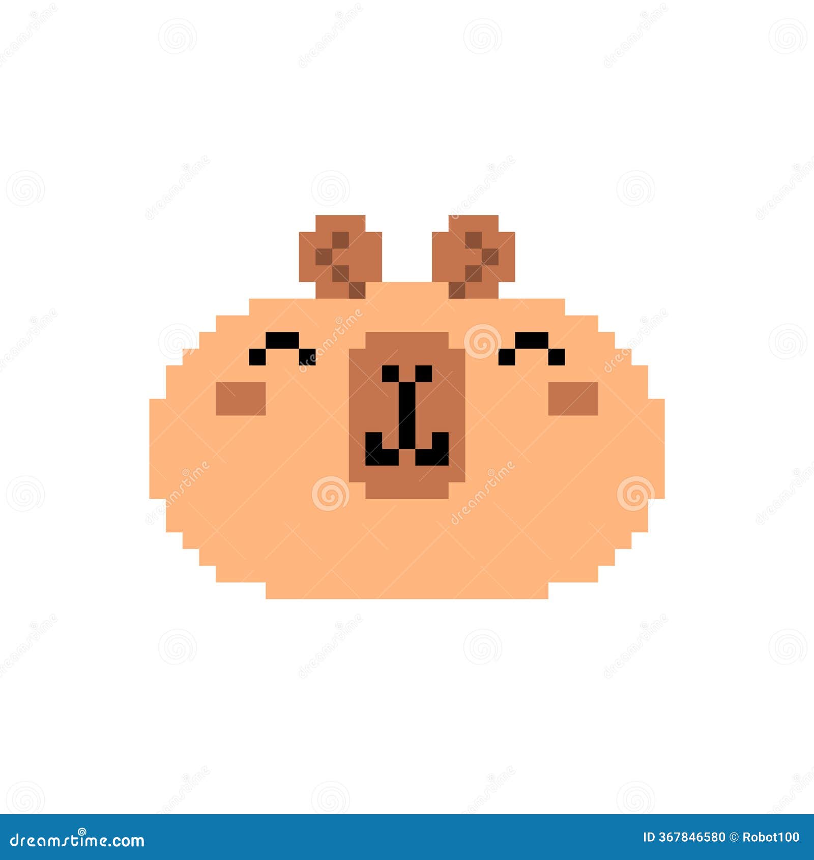 Capybara Pixel Art. 8 Bit Capybara Face Vector Illustration ...