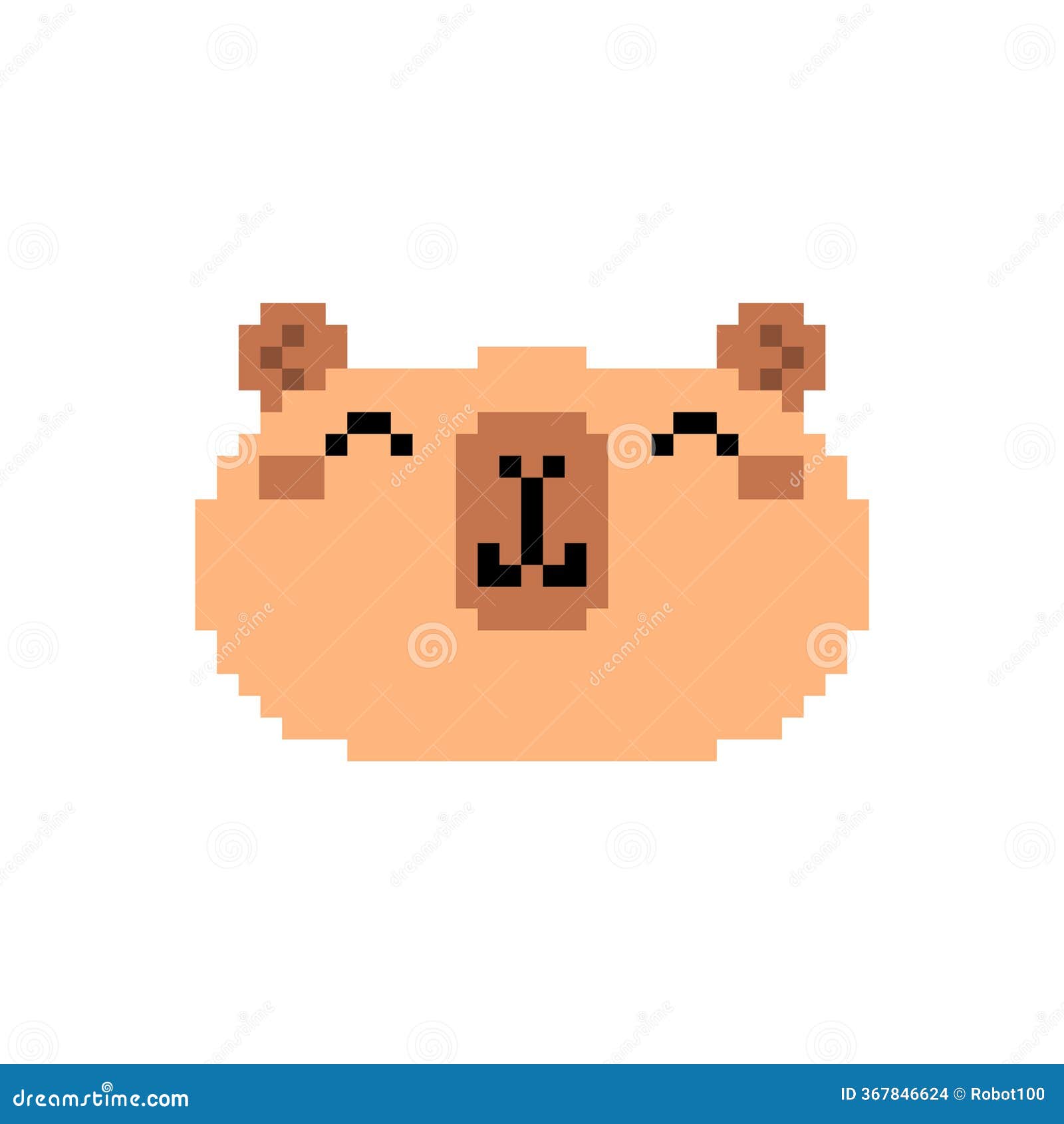 Capybara Pixel Art. 8 Bit Capybara Face Vector Illustration ...